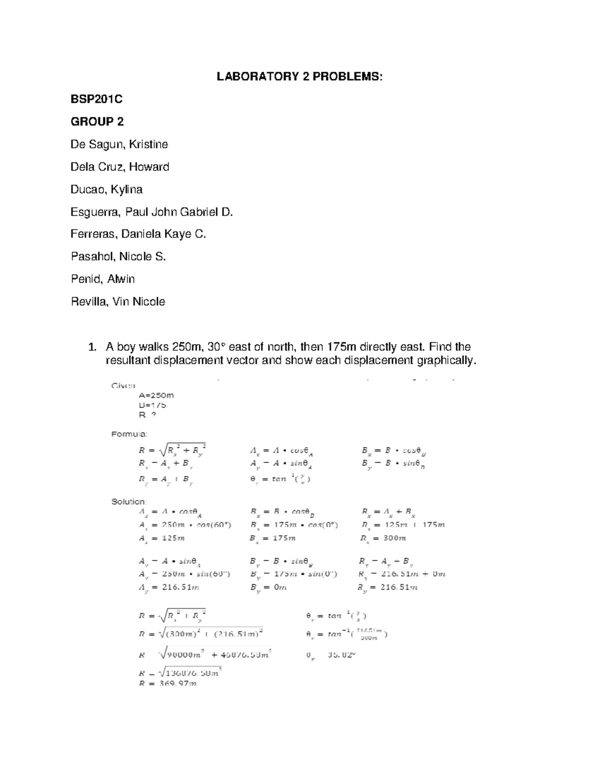 Group-2 BSP201C Laboratory-2-Problems - LABORATORY 2 PROBLEMS: BSP201C ...