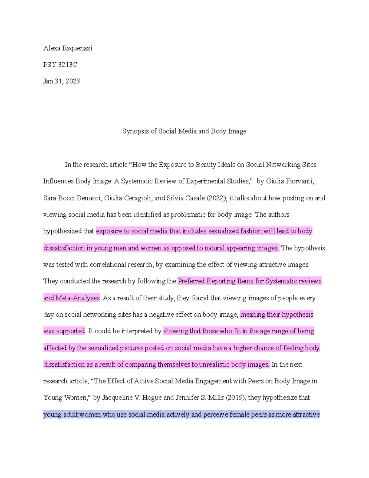 Lab assignment #3 - Research methods lab materials - Alexa Esquenazi ...