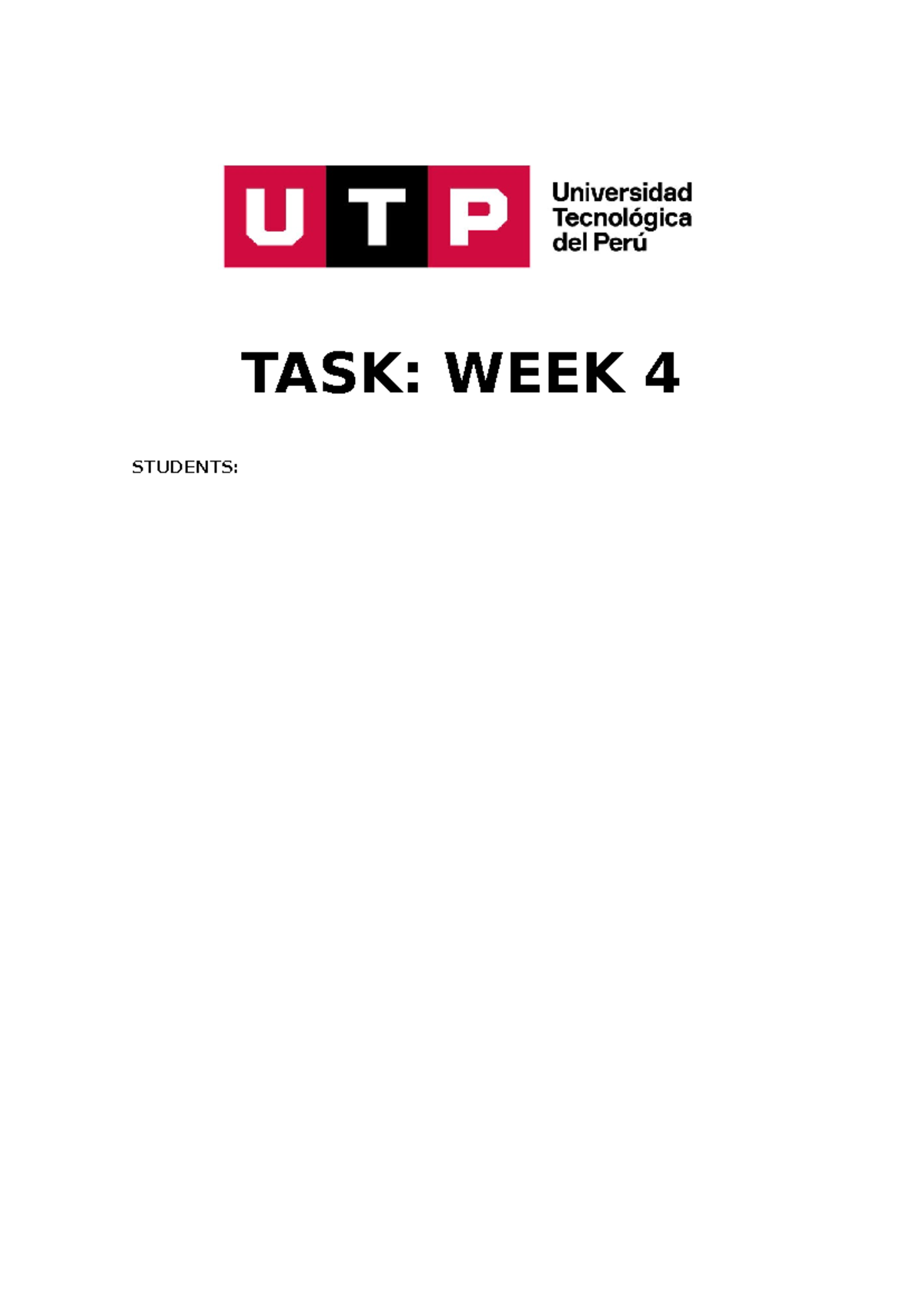 TASK - tarea de ingles - Ingles II - TASK: WEEK 4 STUDENTS: - Studocu