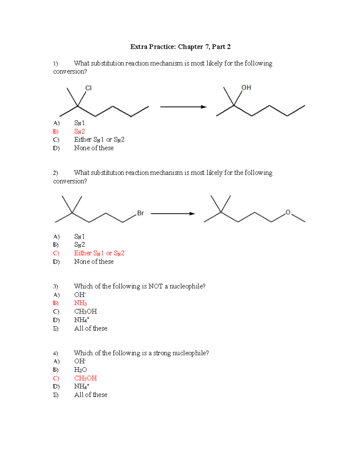 Ch7p2 practice - Homework 7-2 Organic Chemistry - Extra Practice ...