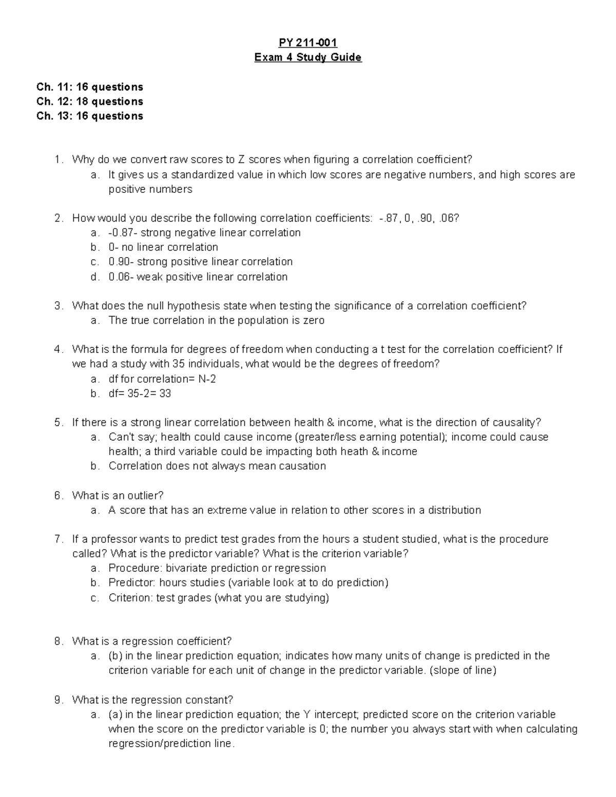 PY211 Exam 4 Study Guide - PY 211- Exam 4 Study Guide Ch. 11: 16 ...
