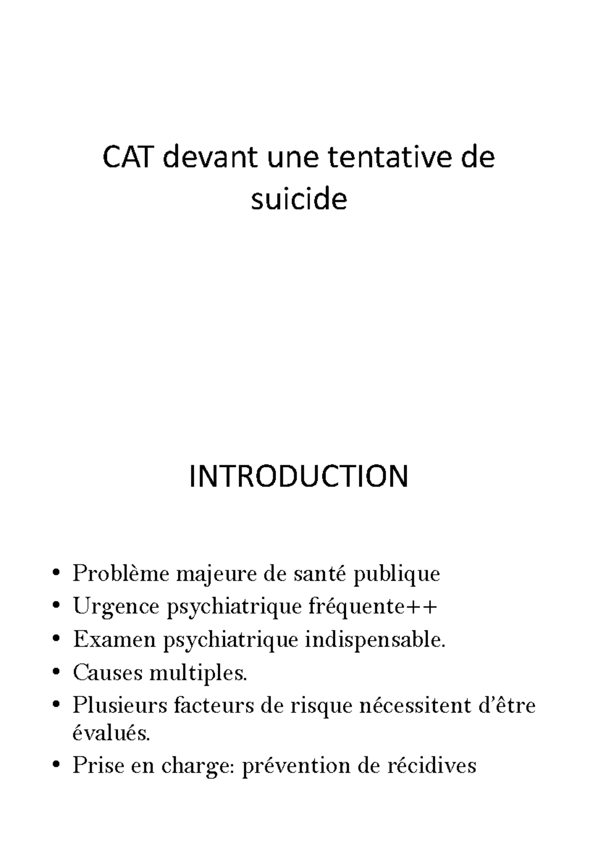 CAT devant une tentative de suicide - CAT devant une tentative de ...