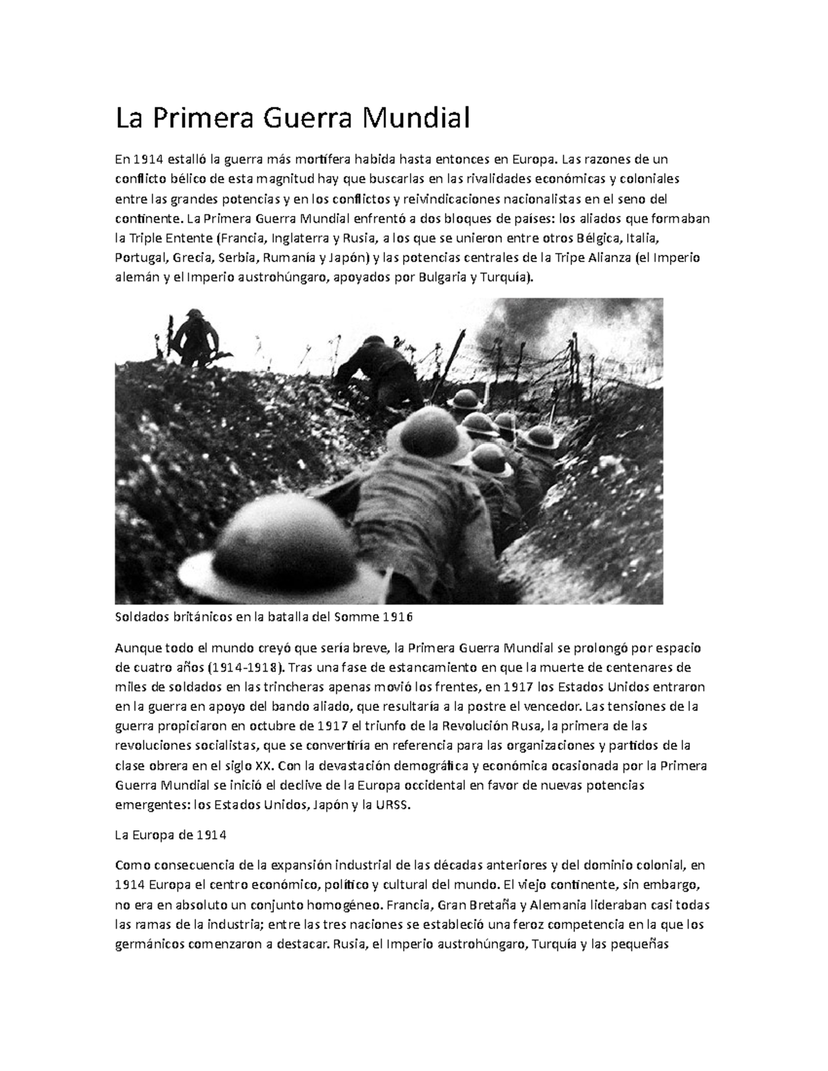 Primera Guerra MUNDIAL - Historia Universal - UNAM - Studocu