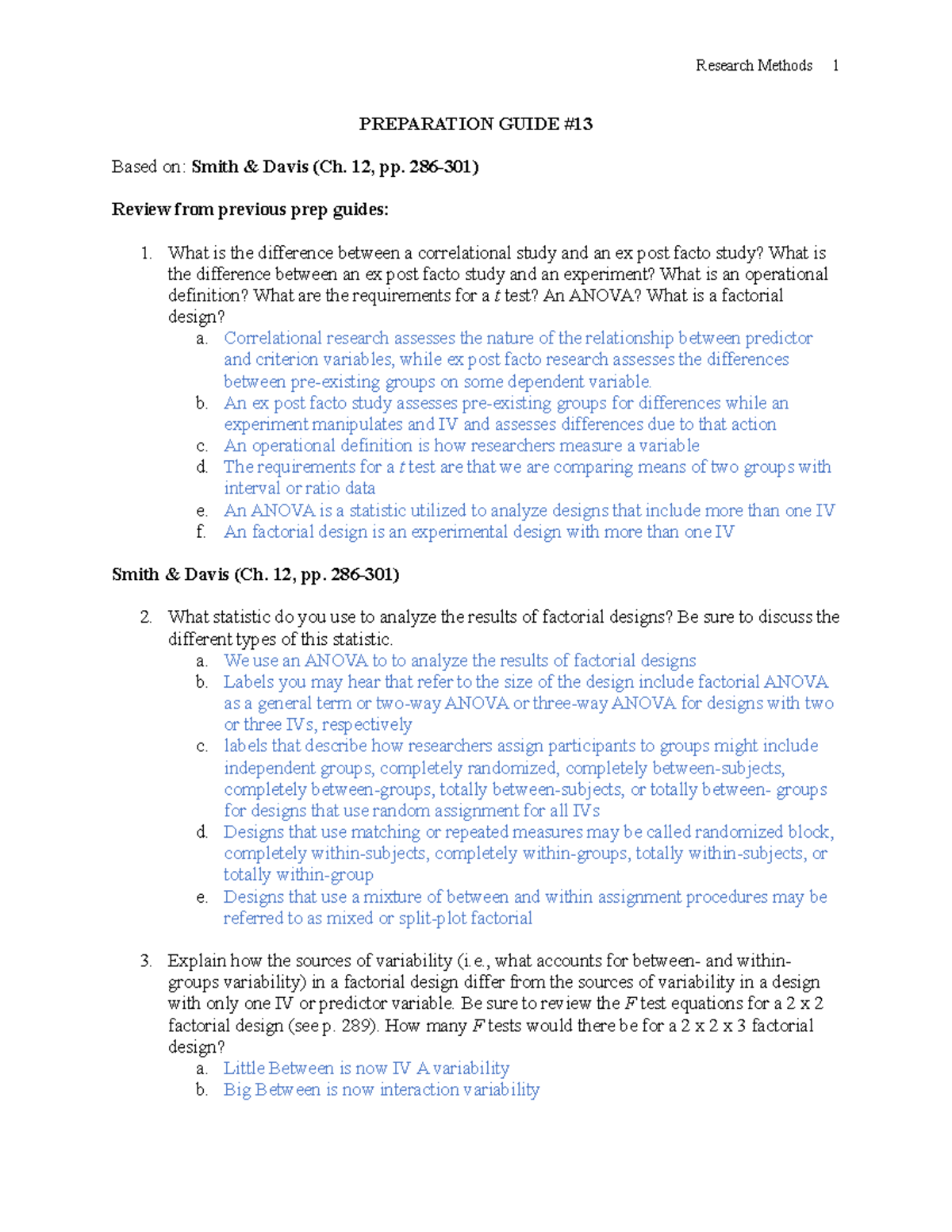 Prep Guide #13 - for bryan saville - Research Methods PREPARATION GUIDE ...
