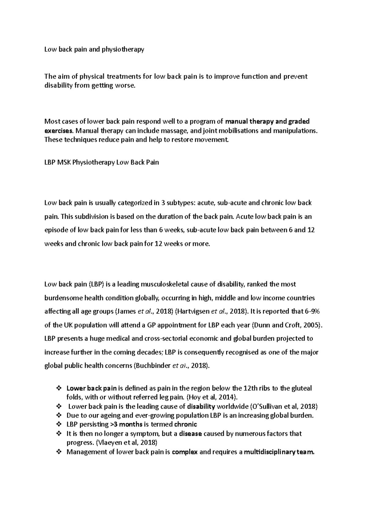 Low back pain and physiotherapy - Most cases of lower back pain respond ...