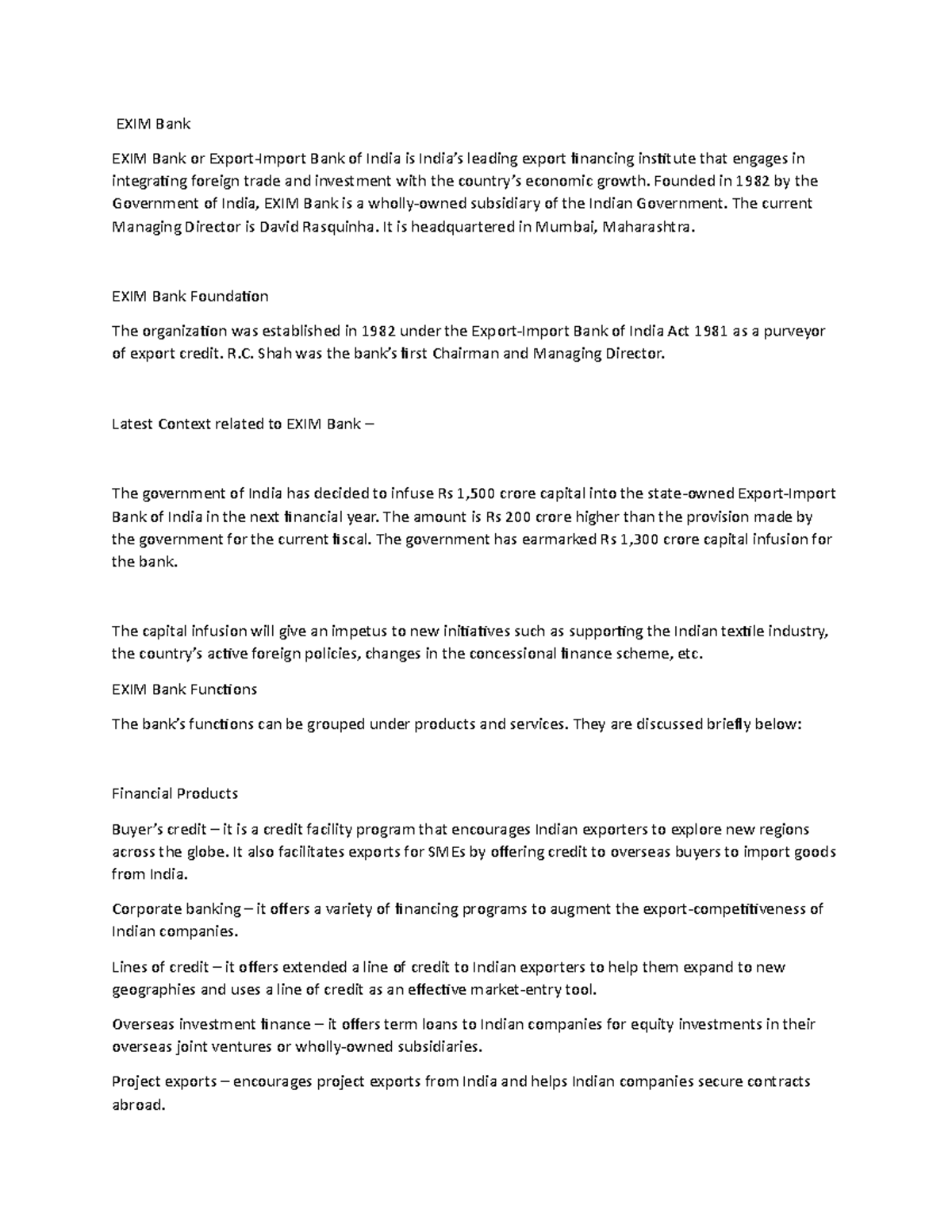 EXIM Bank - Full description and working of EXIM Bank of India along ...