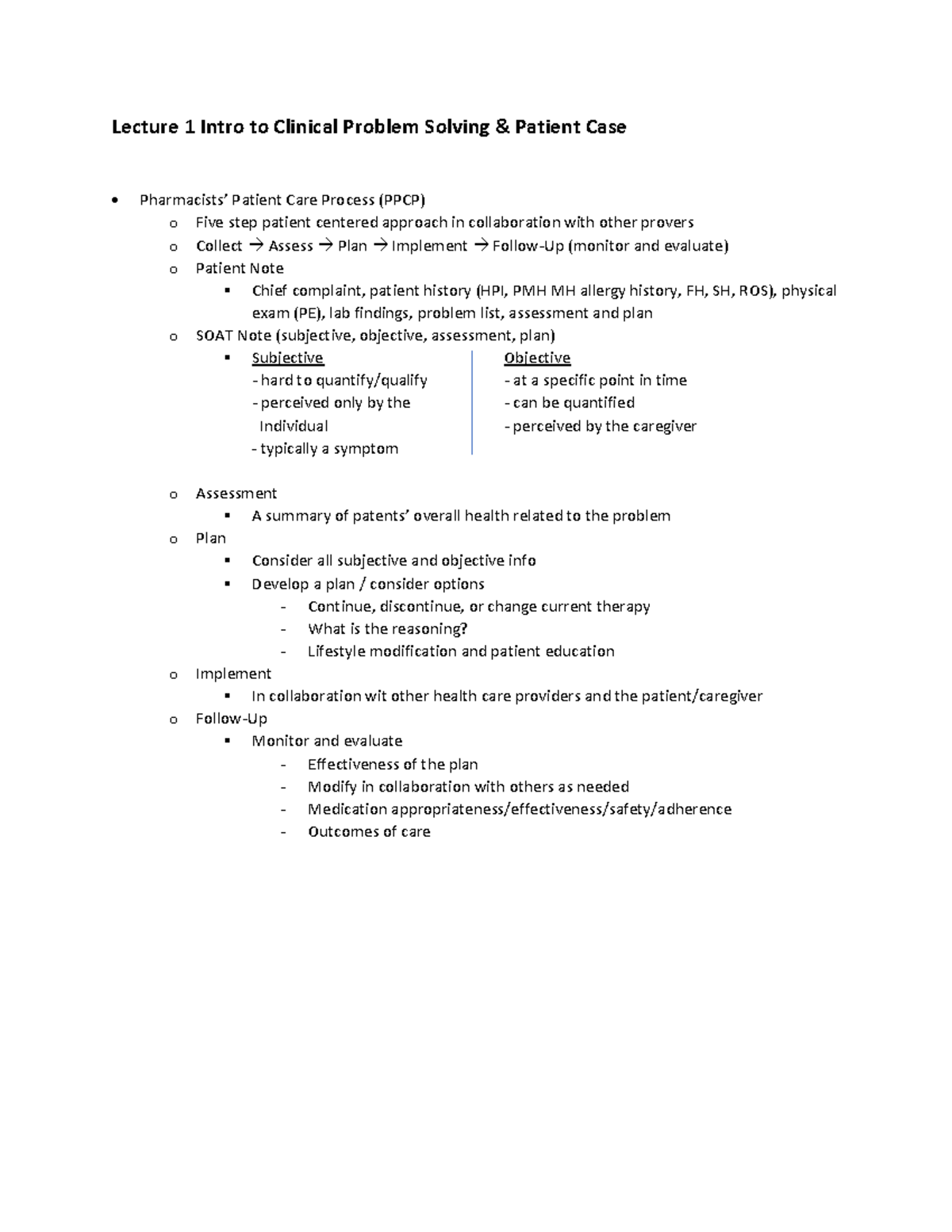 Lecture 1 Introduction - Lecture 1 Intro to Clinical Problem Solving ...
