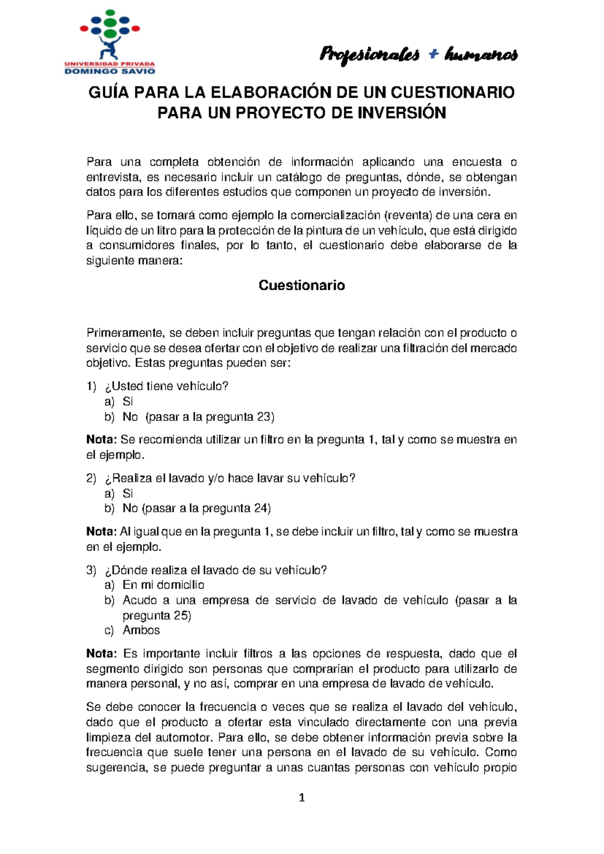 GUÍA PARA LA Elaboración DE UN Cuestionario - GUÍA PARA LA ELABORACIÓN DE UN CUESTIONARIO PARA ...
