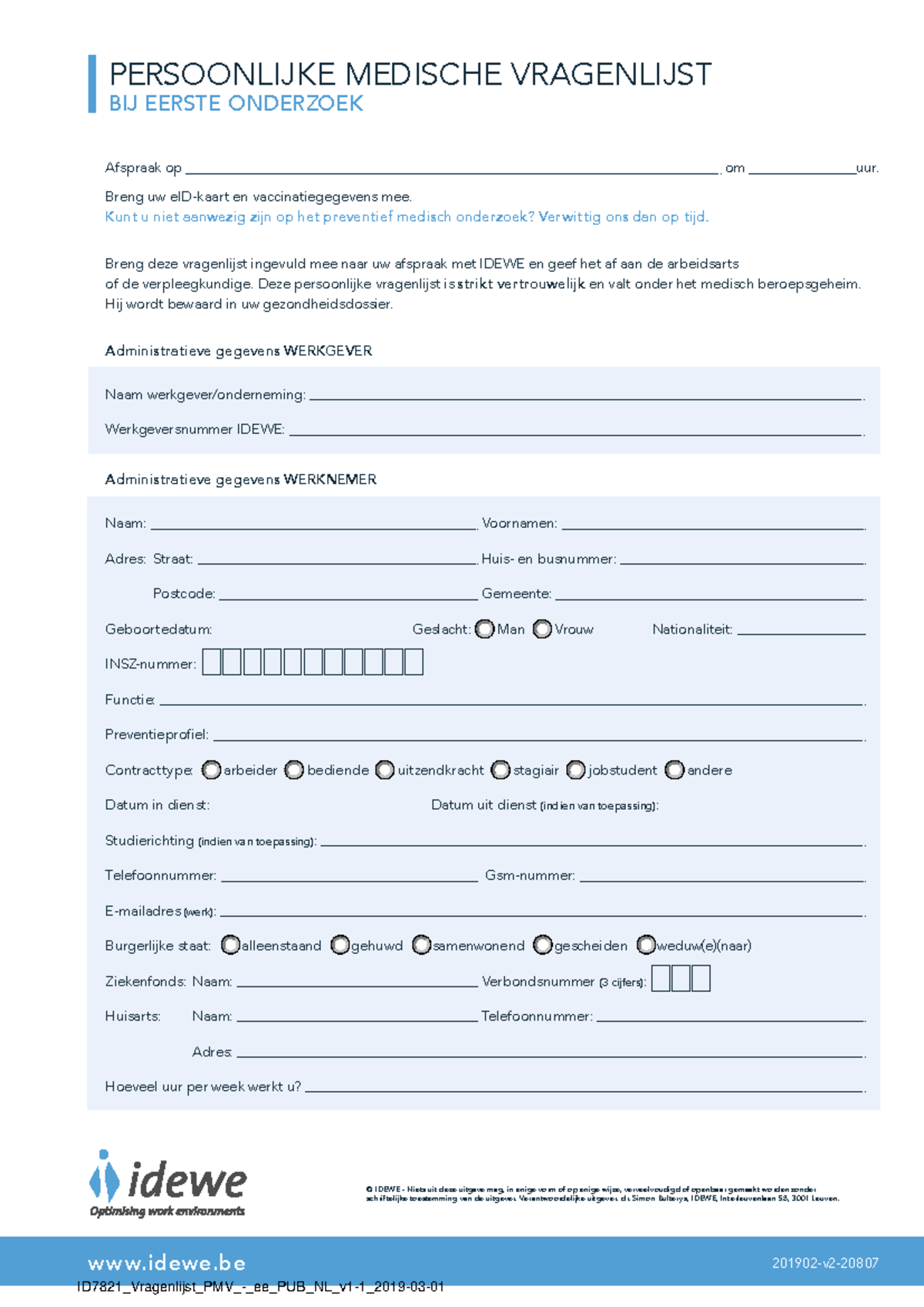 Vragenlijst 1e+onderzoek - PERSOONLIJKE MEDISCHE VRAGENLIJST BIJ EERSTE ...