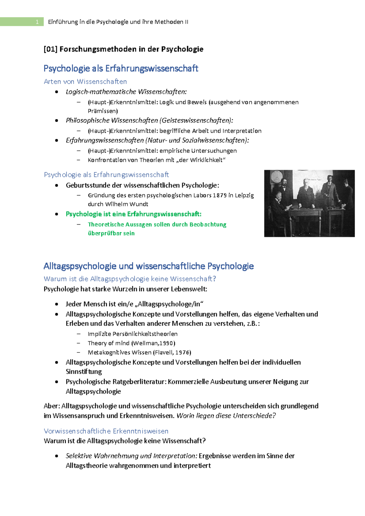 Skript - Einführung in Psychologie und Methoden II - Warning: TT: undefined function: 32 [01 ...