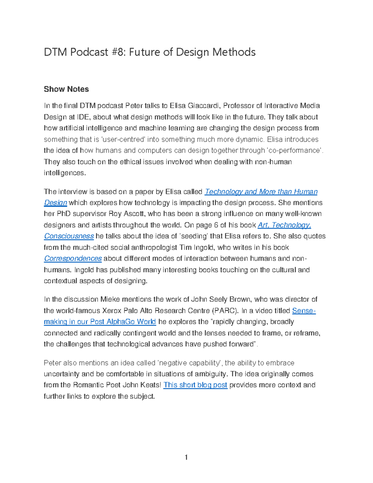 DTM Podcast #8 Future of Design Methods Show Notes and Transcript - DTM ...