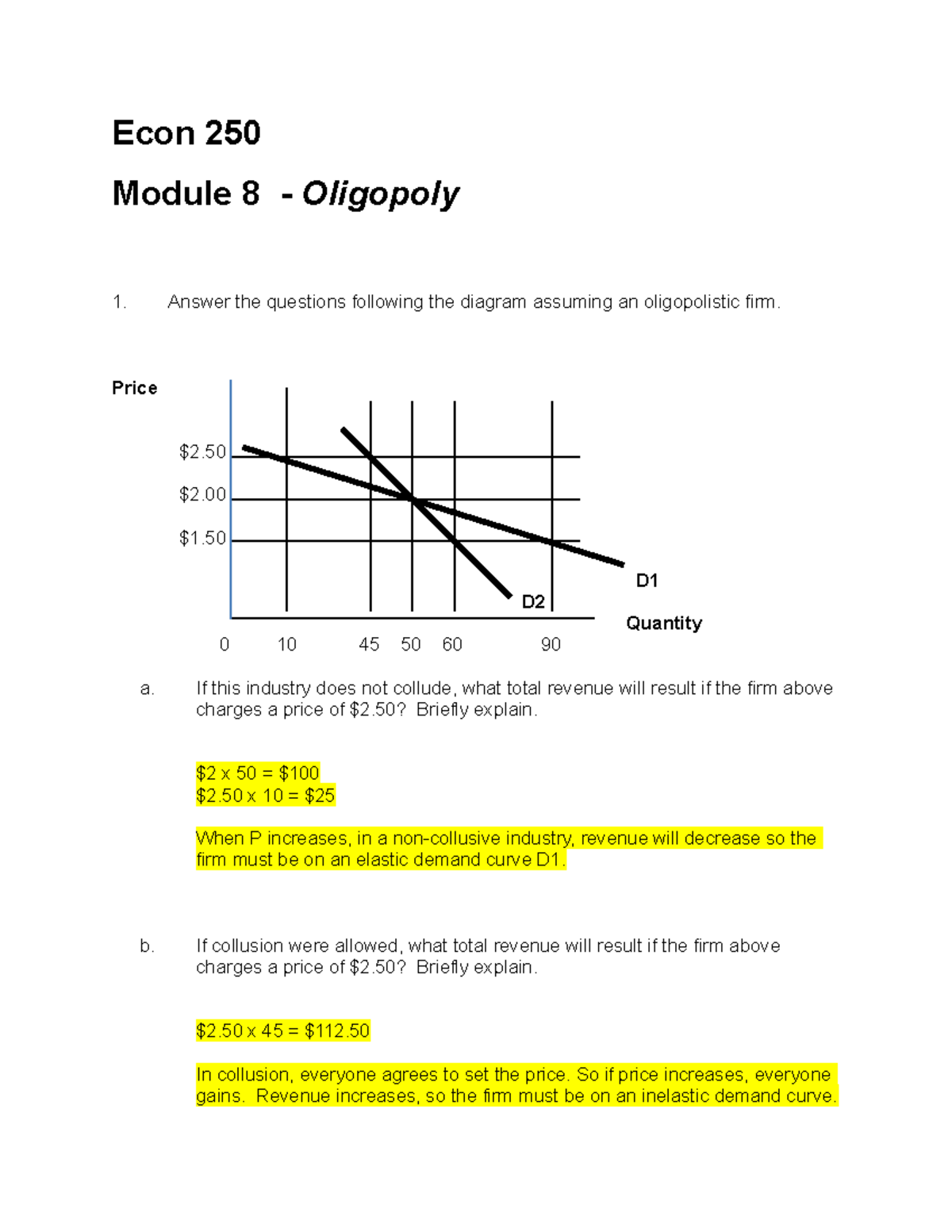Econ 250 Module 8 Oligopoly - Studocu
