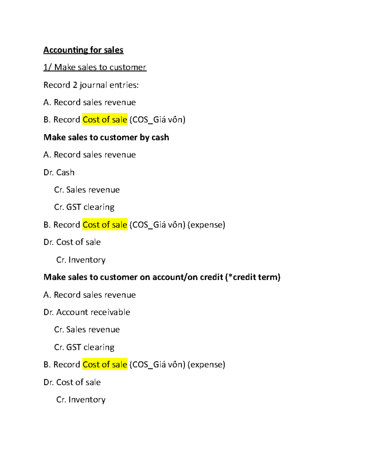 Accounting for sales (Note class 10 10112022) - Accounting for sales 1 ...