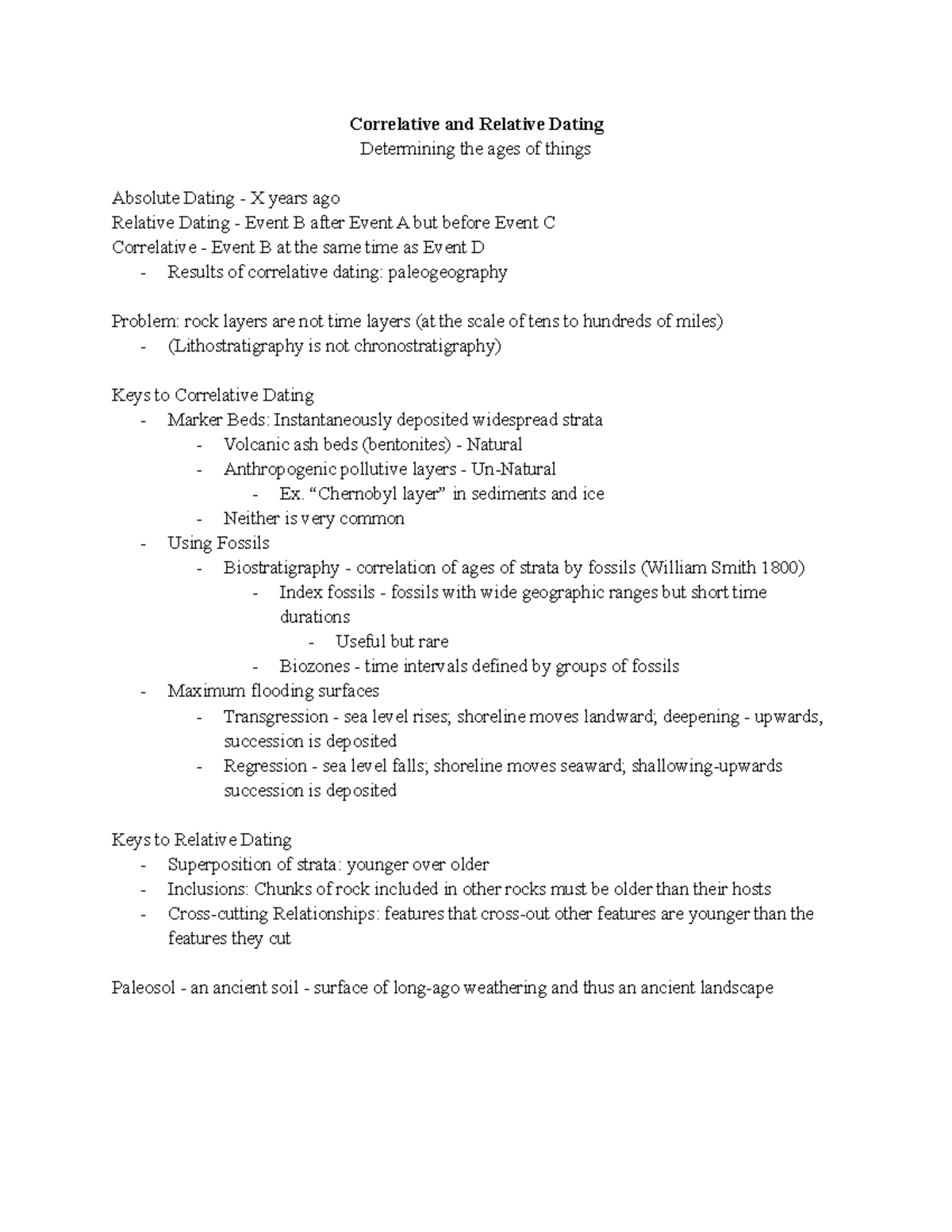 Geology - Correlative and Relative Dating - Correlative and Relative ...