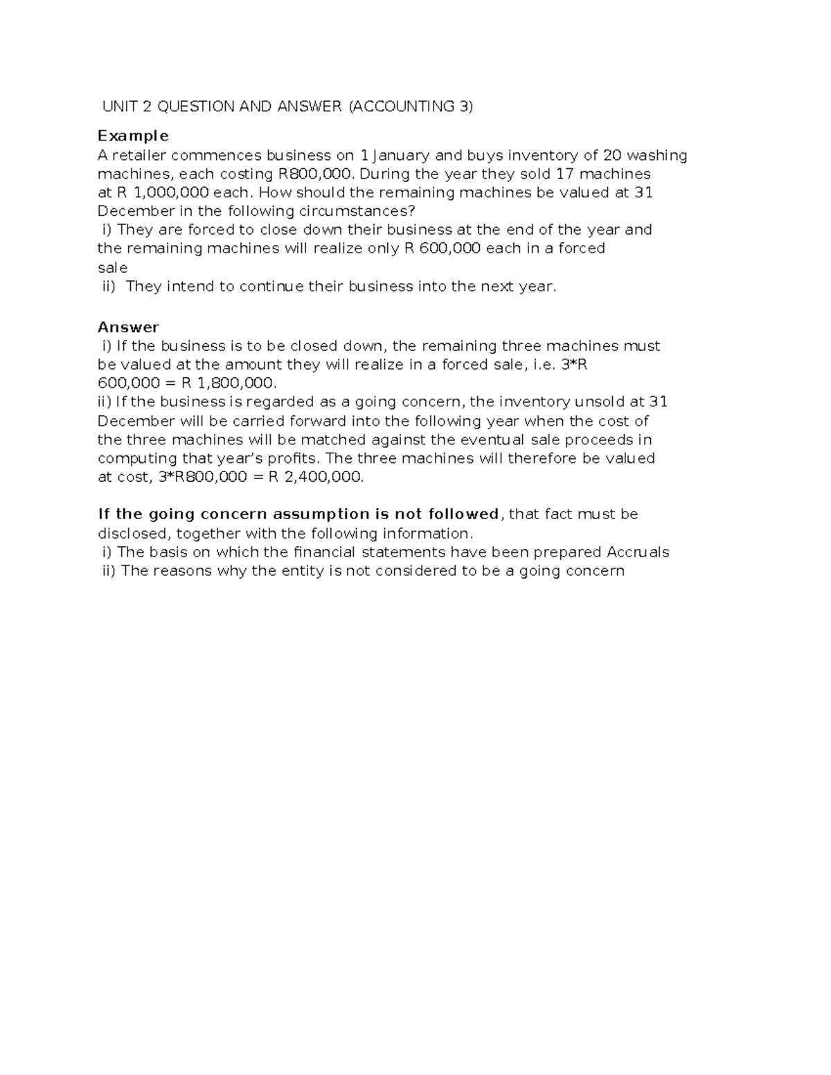 UNIT 2 Question AND Answer 2.4 - UNIT 2 QUESTION AND ANSWER (ACCOUNTING ...