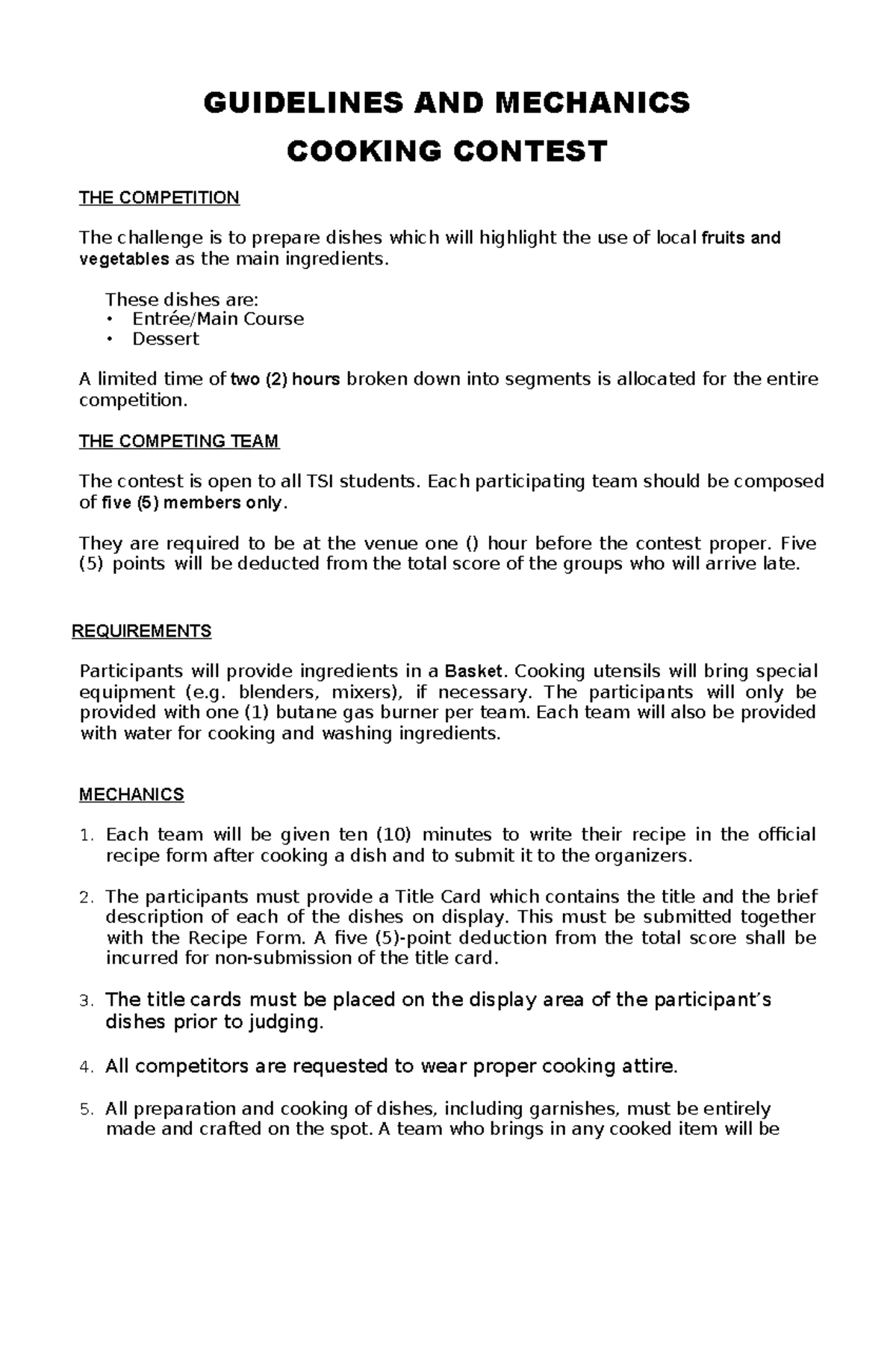 Guidelines-and-Mechanics-Criteria Cooking Contest - GUIDELINES AND ...