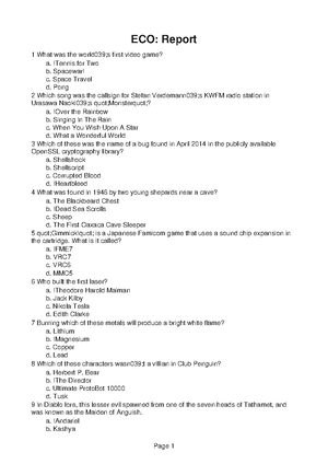 ECO320 Worksheet 6 - ECO: Final 1 How many times did Martina ...