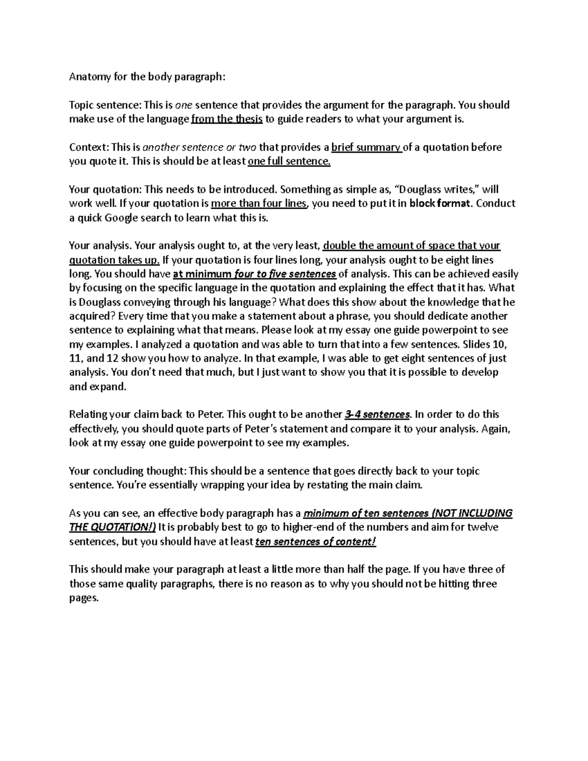 Copy of Douglass Essay Sentence Count Explanation - Anatomy for the ...