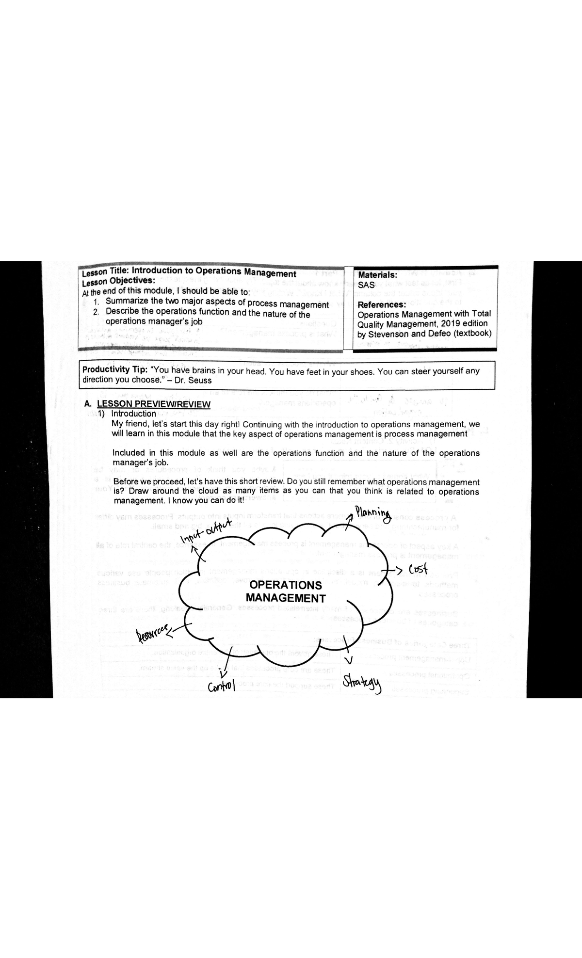 The operations function and the nature of the operations - Financial ...