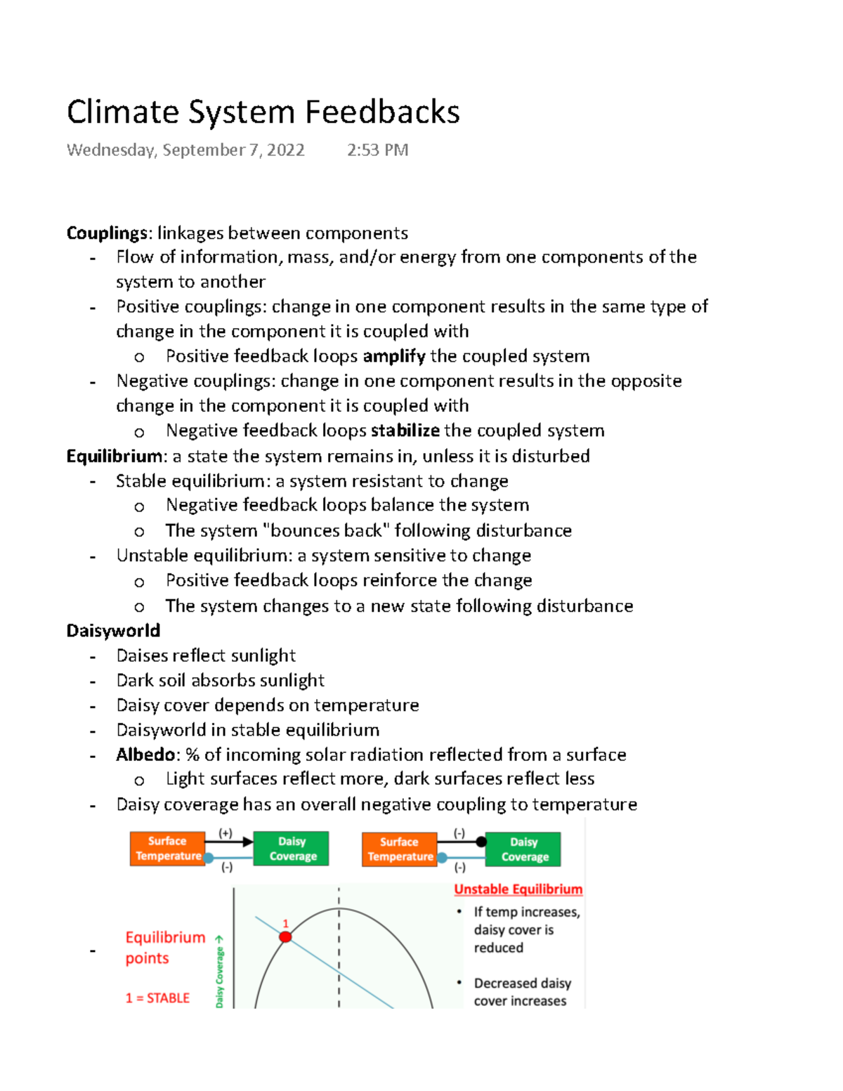 Climate System Feedbacks - Couplings : linkages between components Flow ...