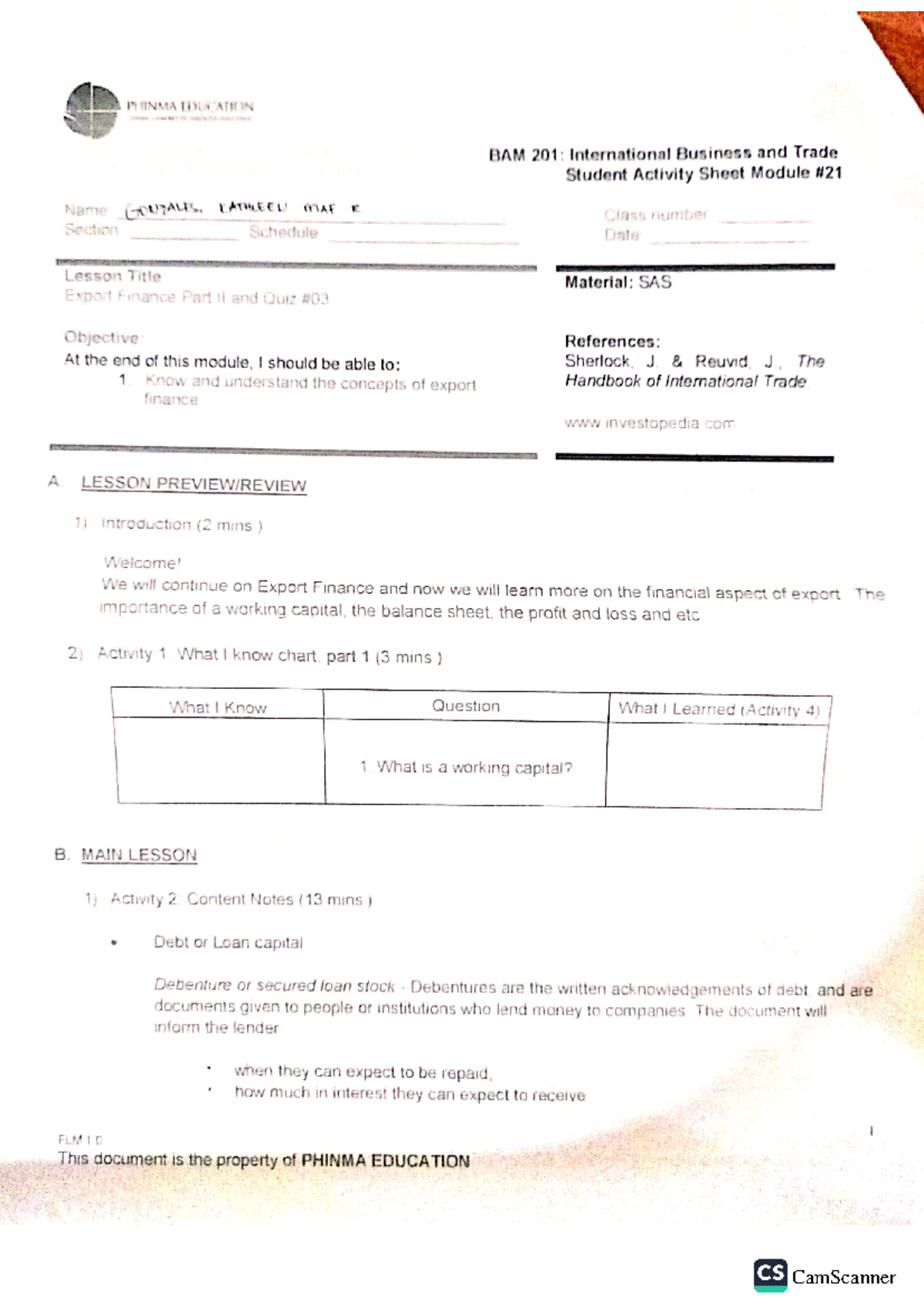 BAM 201 SAS 21 - none - Accounting - CamScanner CamScanner - Studocu