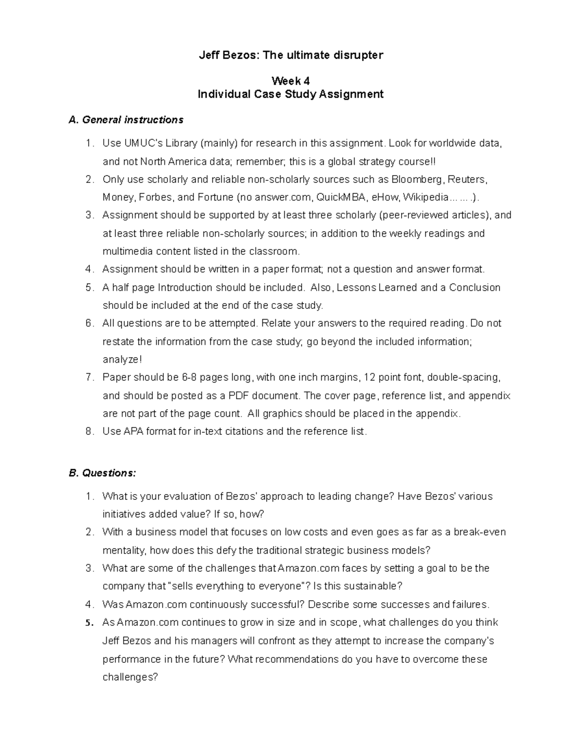 Jeff Bezos - Case Study Instructions - Jeff Bezos: The ultimate ...