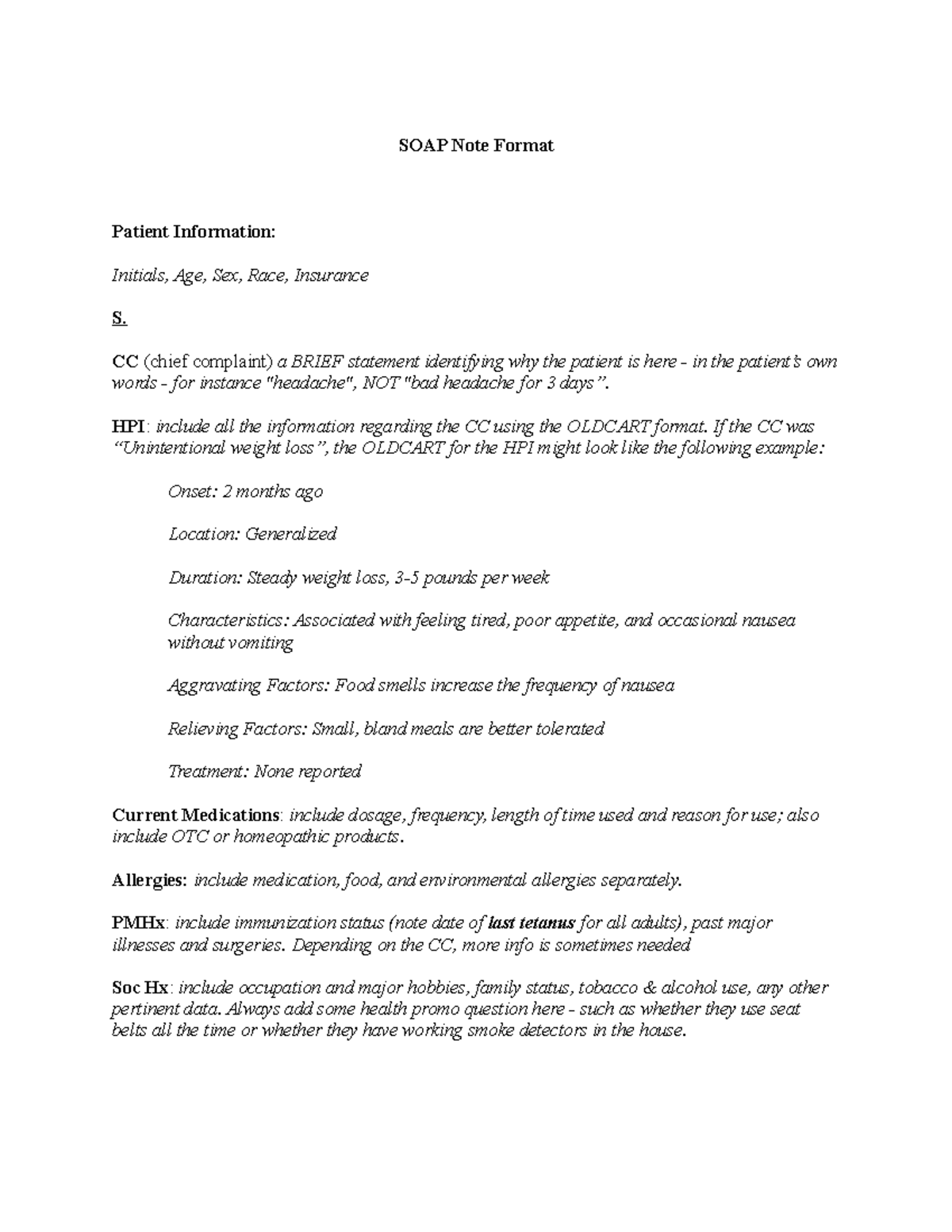 SOAP Note Format - advanced health assessments discussions - SOAP Note ...