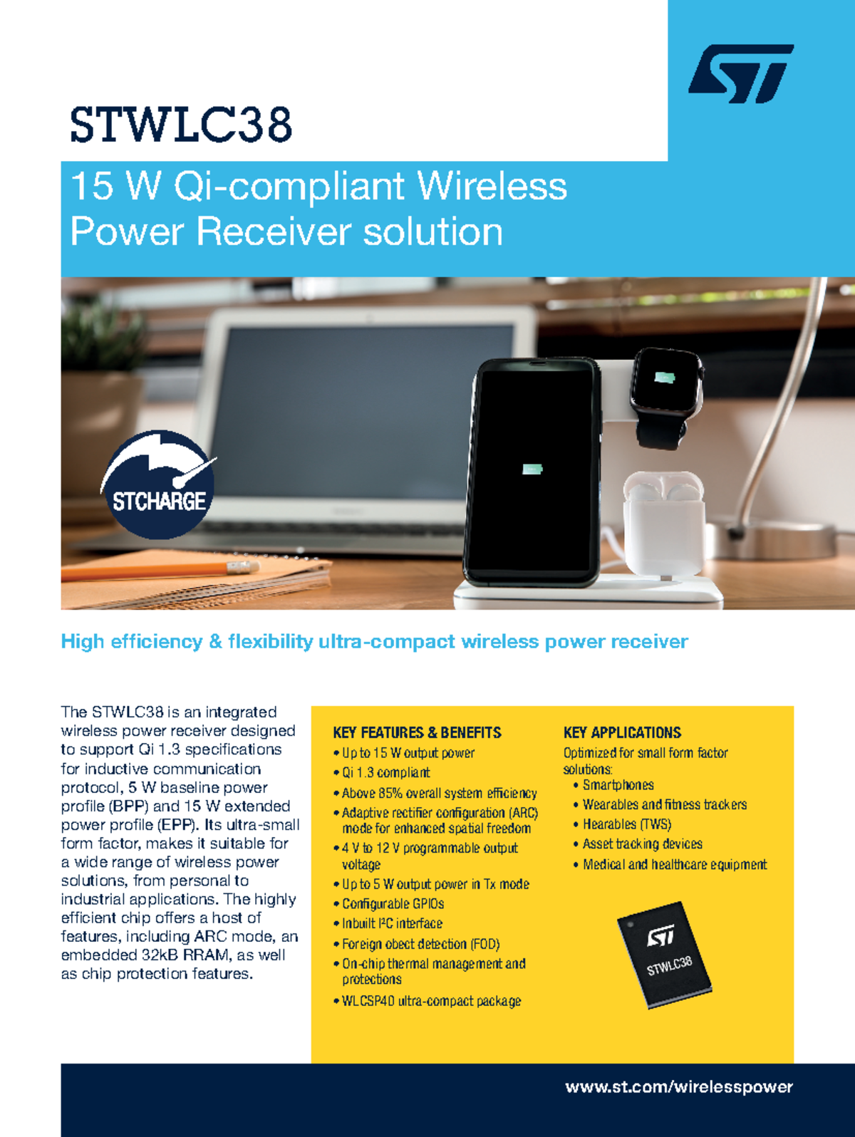 Enfl2308stwlc 38lr - Datasheet - The STWLC38 is an integrated wireless ...