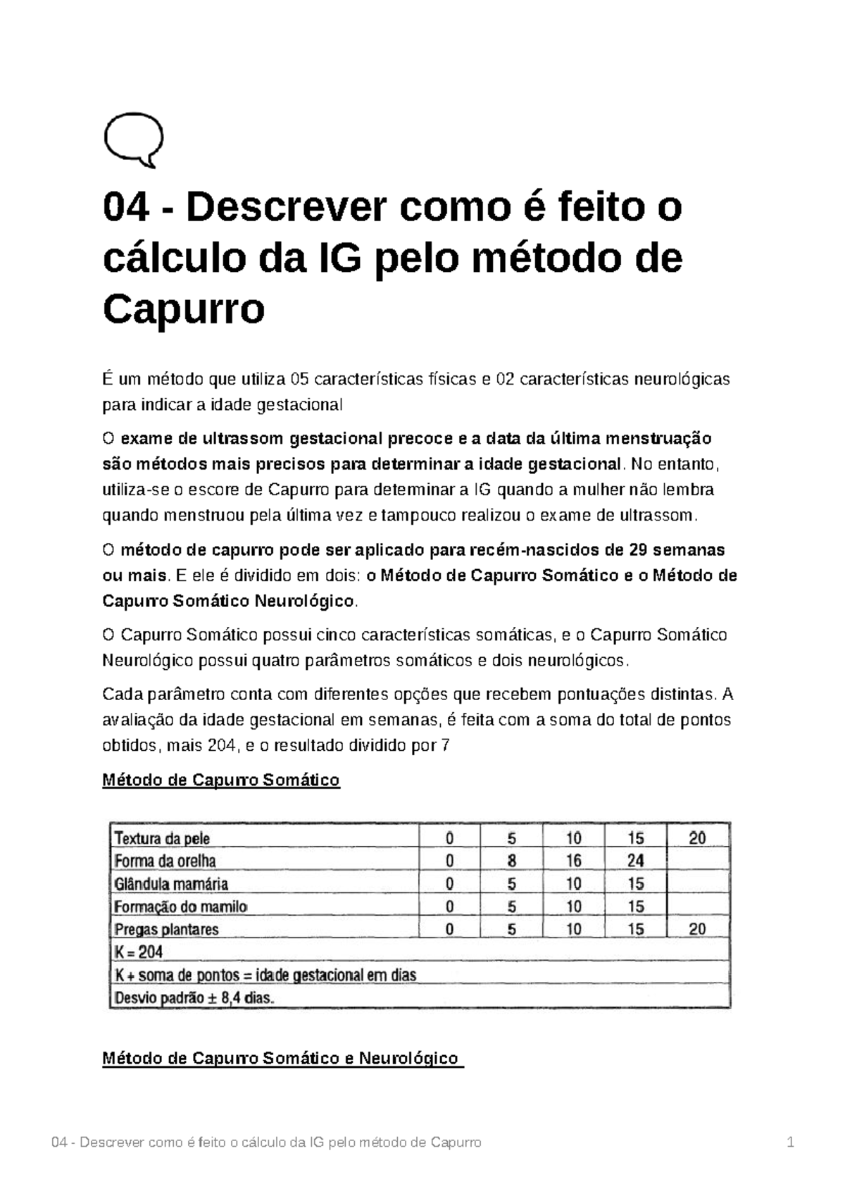 04 - Descrever como feito o clculo da IG pelo mtodo de Capurro - No ...