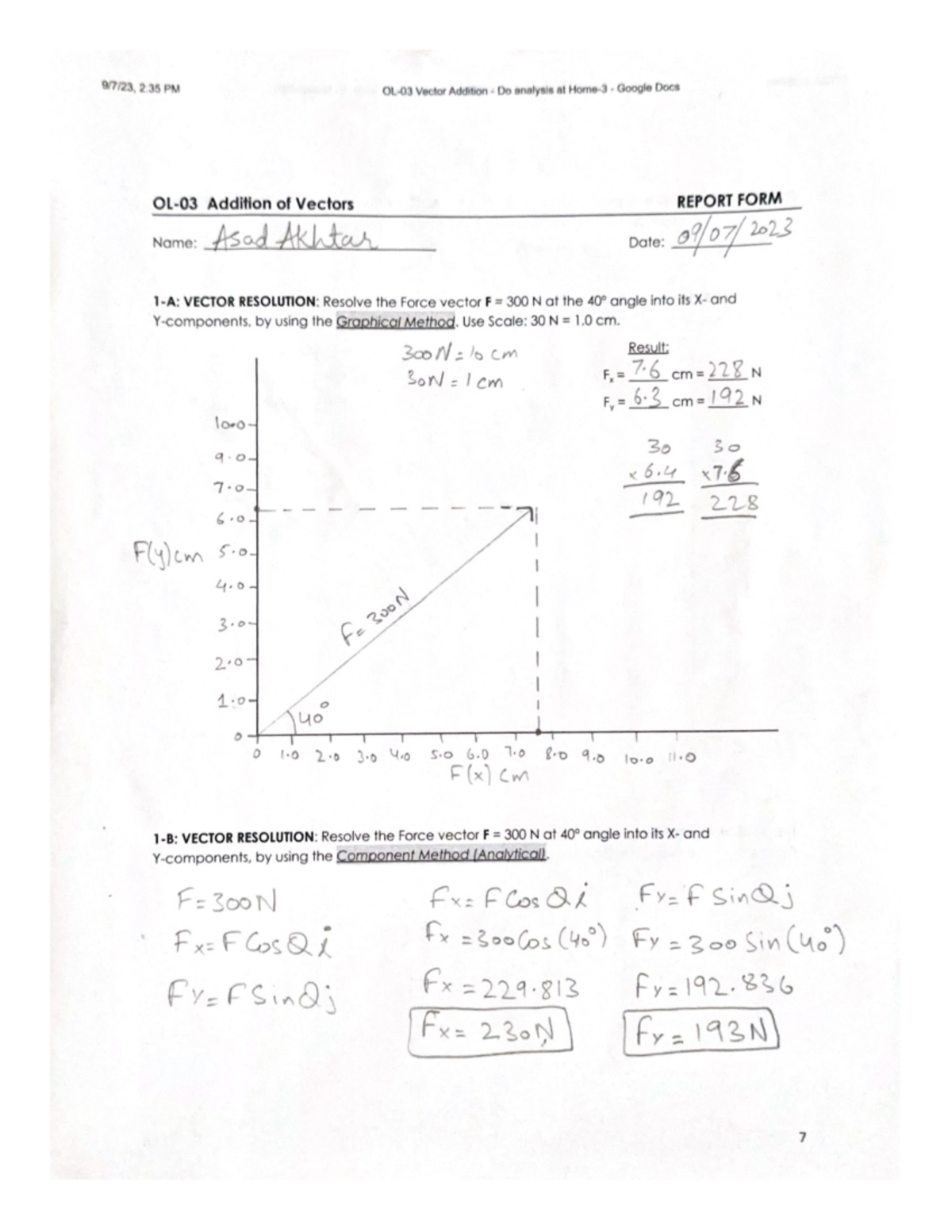 Addition Of Vectors - It’s a lab work - PHYS 2125 - Studocu