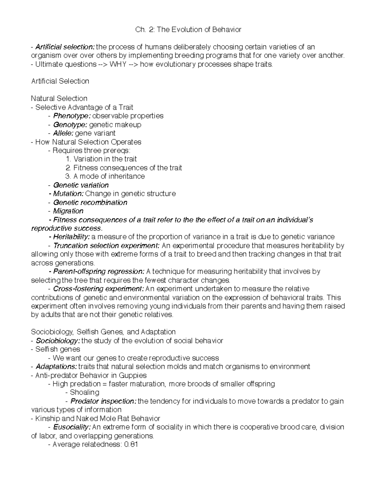 Animalch 2BOOK - Summary Principles of Animal Behavior - Ch. 2: The ...