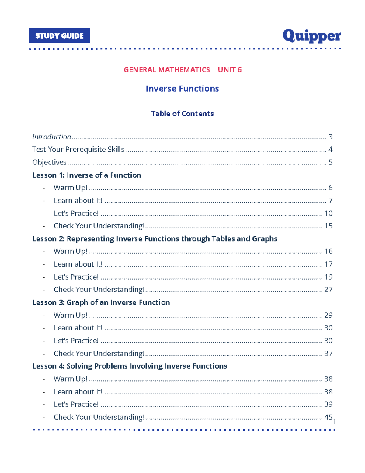 Study-Guide-Inverse-Function 0-2 - Inverse Functions - GENERAL ...