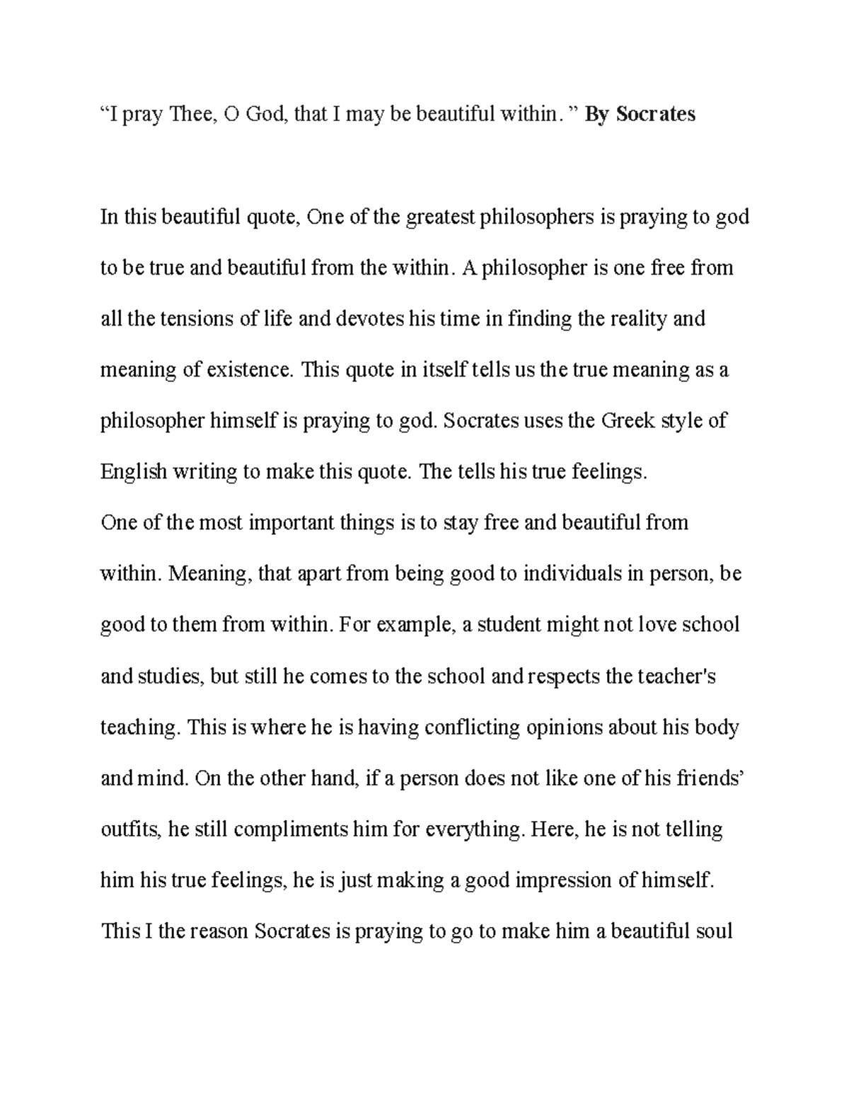 Socrates QS-10 - pray Thee, O God, that I may be beautiful within ...