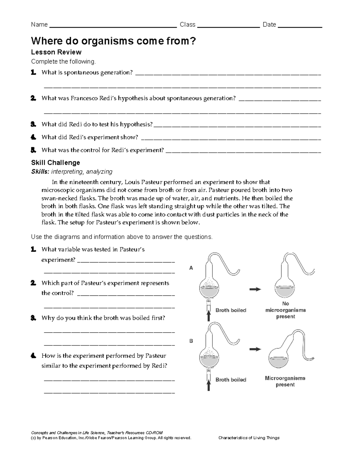 Pasteur - Name Class Date Concepts and Challenges in Life Science ...
