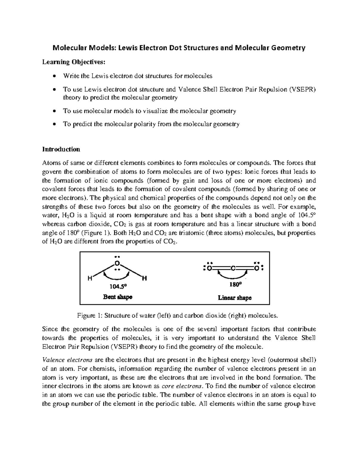Molecular Models and Shape of Molecules - Molecular Models: Lewis ...