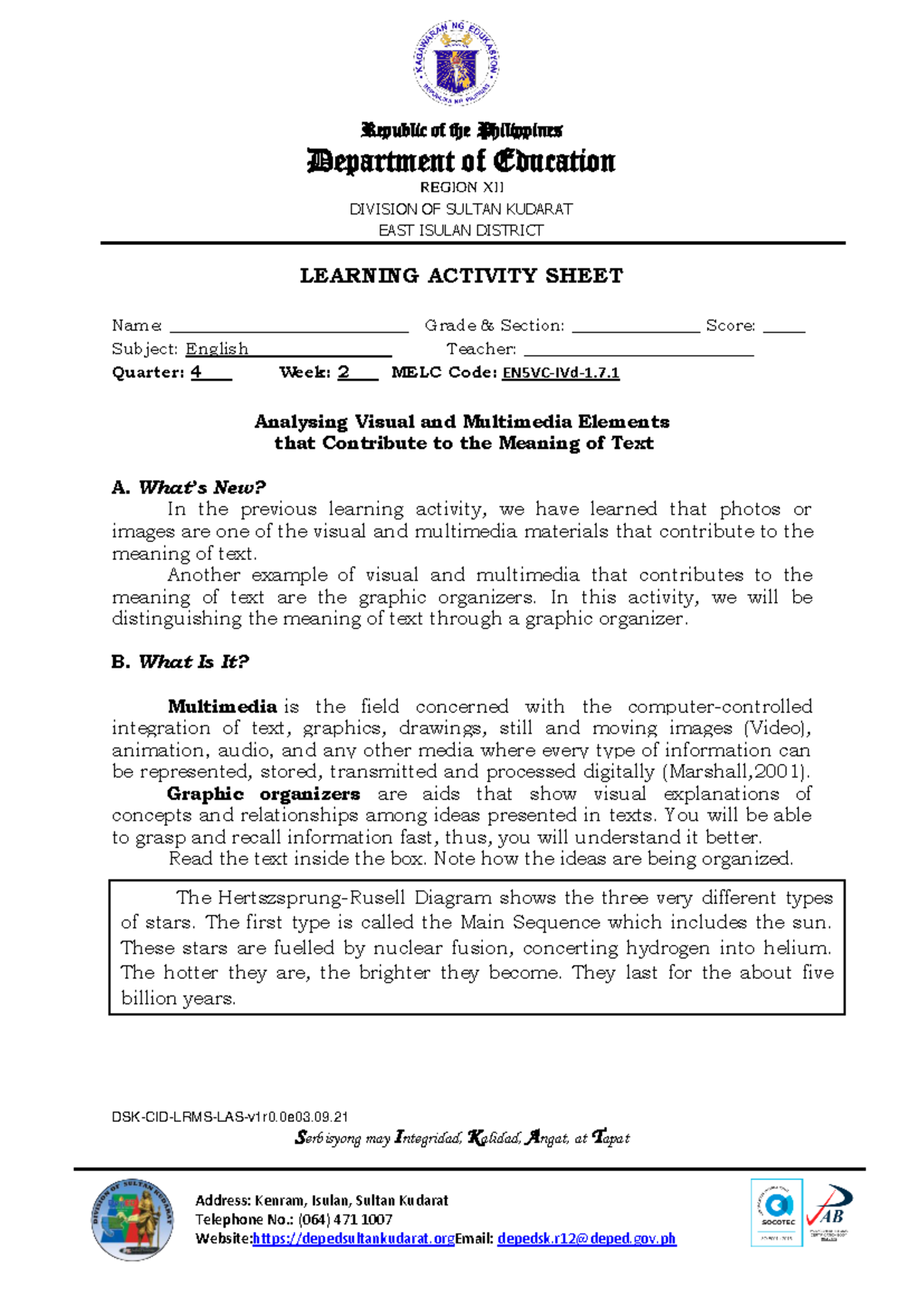 LAS- English-WEEK-2 - Mod - Republic of the Philippines Department of ...