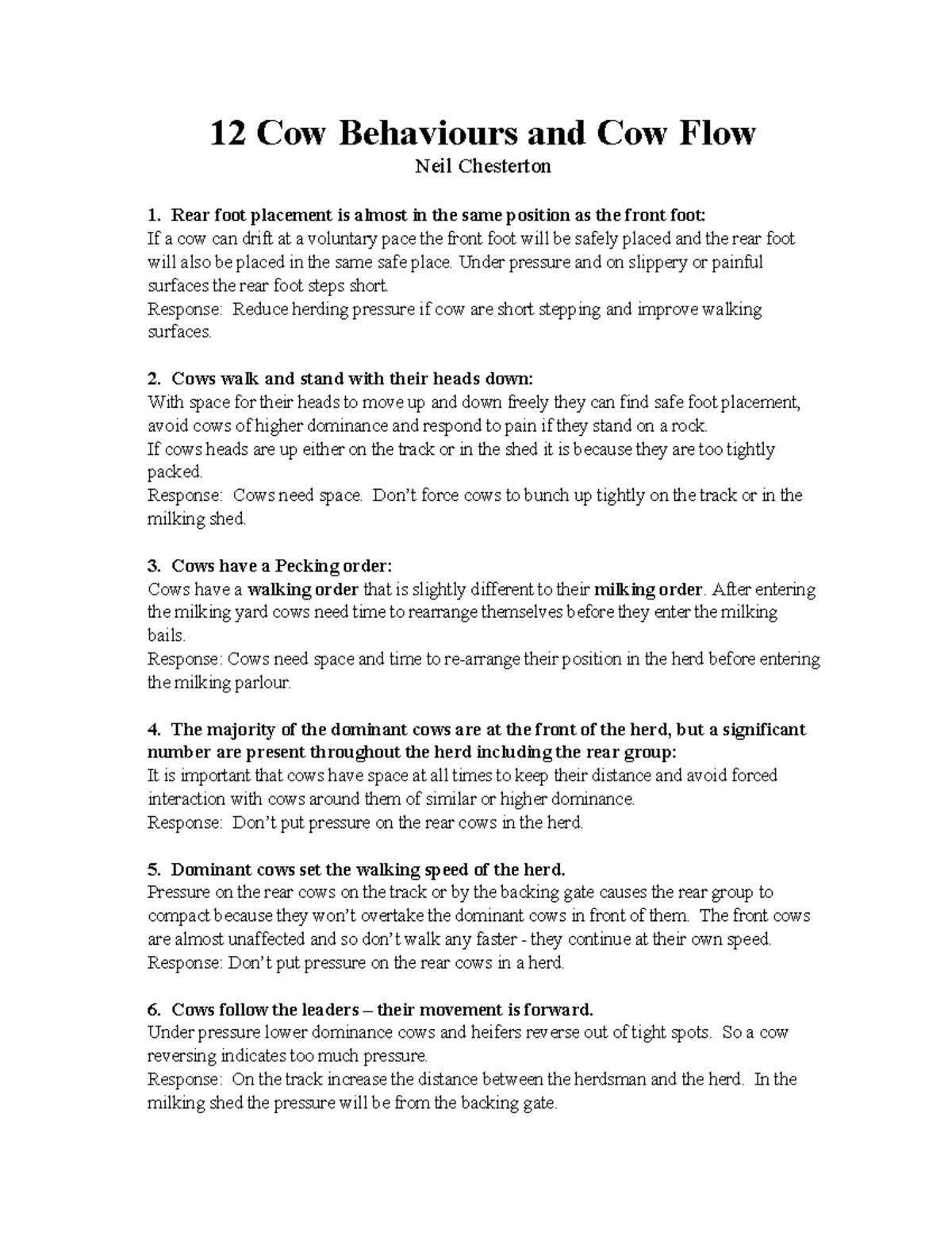 12 cow behaviours and cow flow - 12 Cow Behaviours and Cow Flow Neil ...