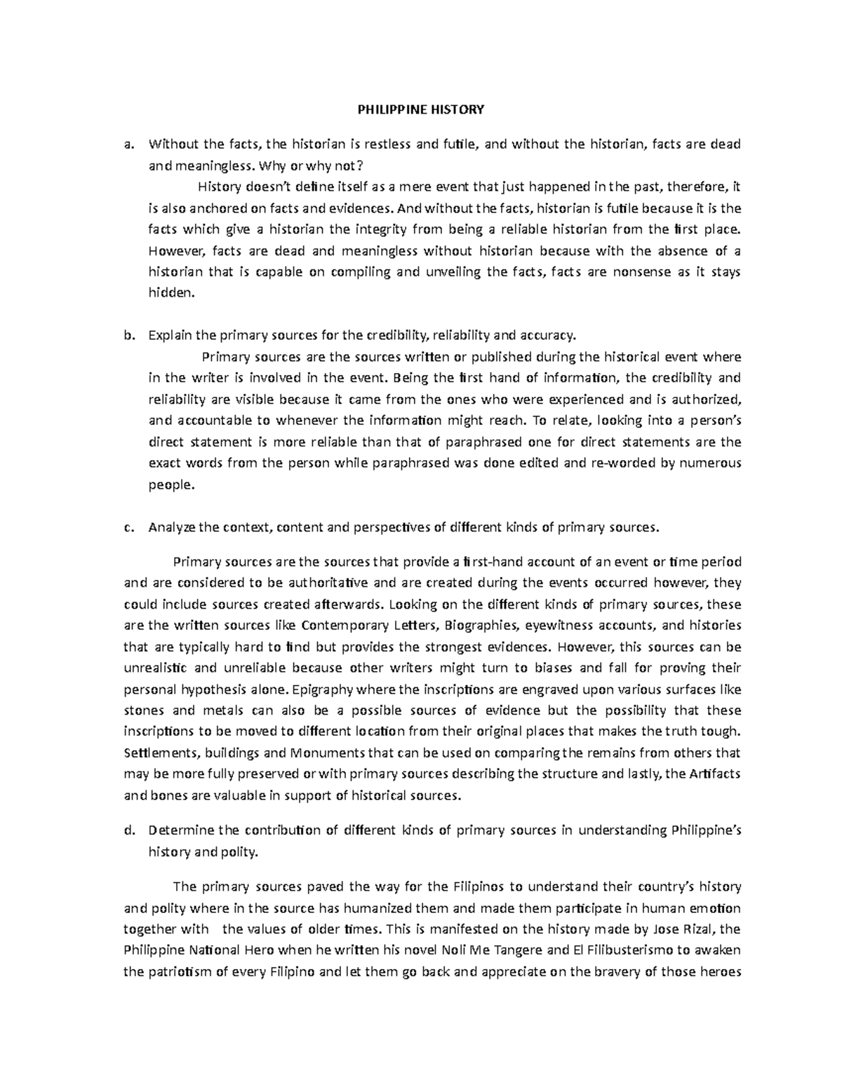 Socsci 1100-Philippine History - PHILIPPINE HISTORY a. Without the ...