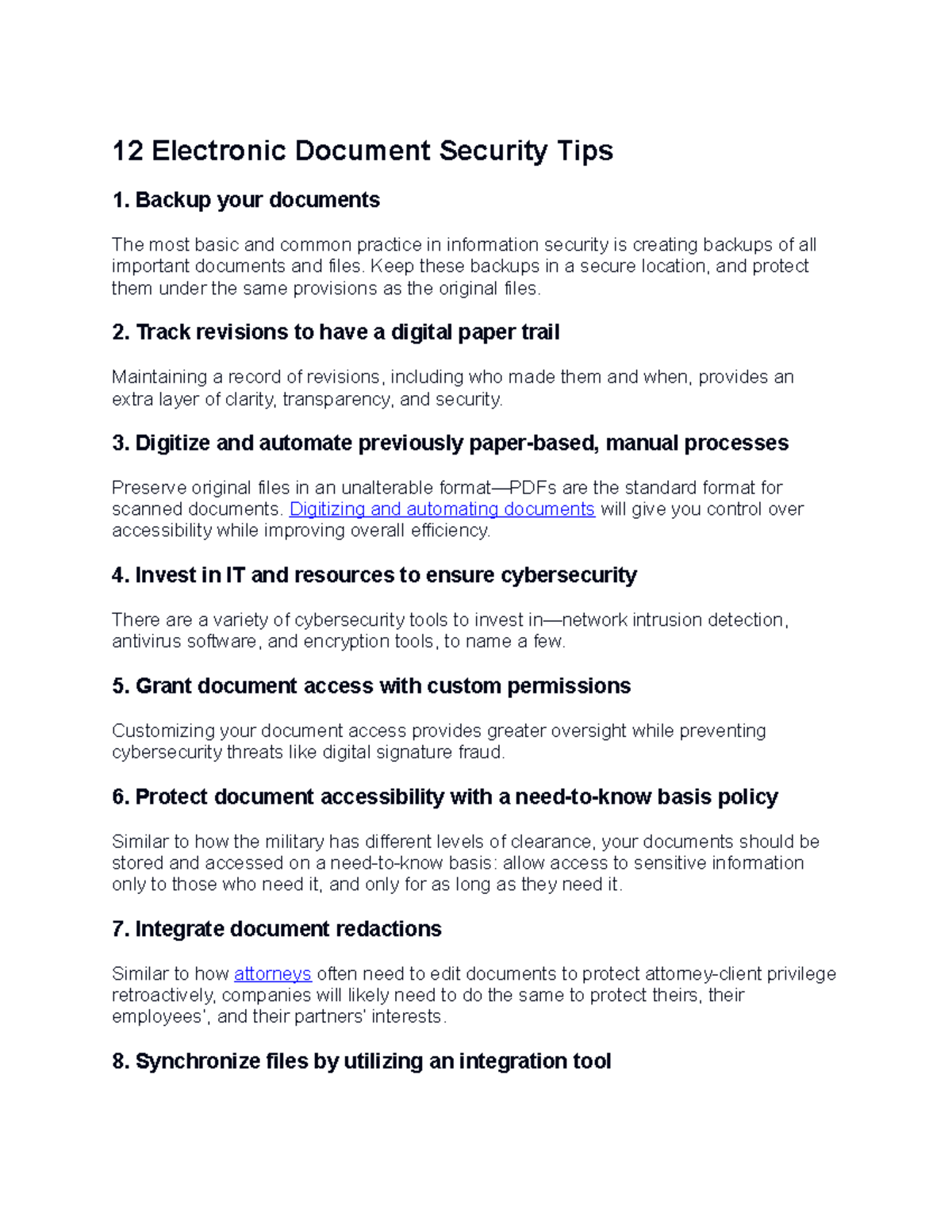 12 tips re electronics - Summary Electrodynamics - 12 Electronic Document Security Tips 1 ...