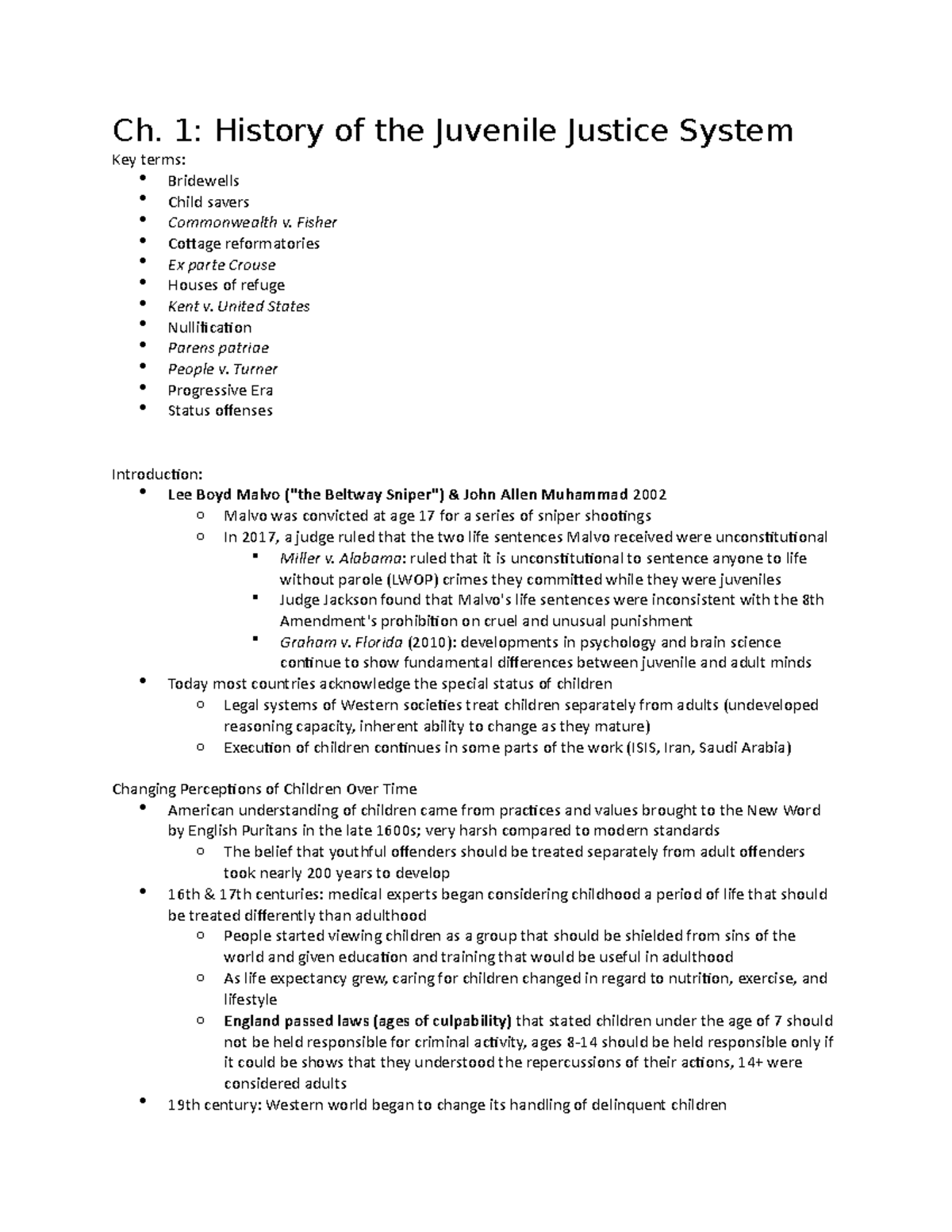 Chapter 1 History of The Juvenile Justice System CJ 317 - Ch. 1 ...