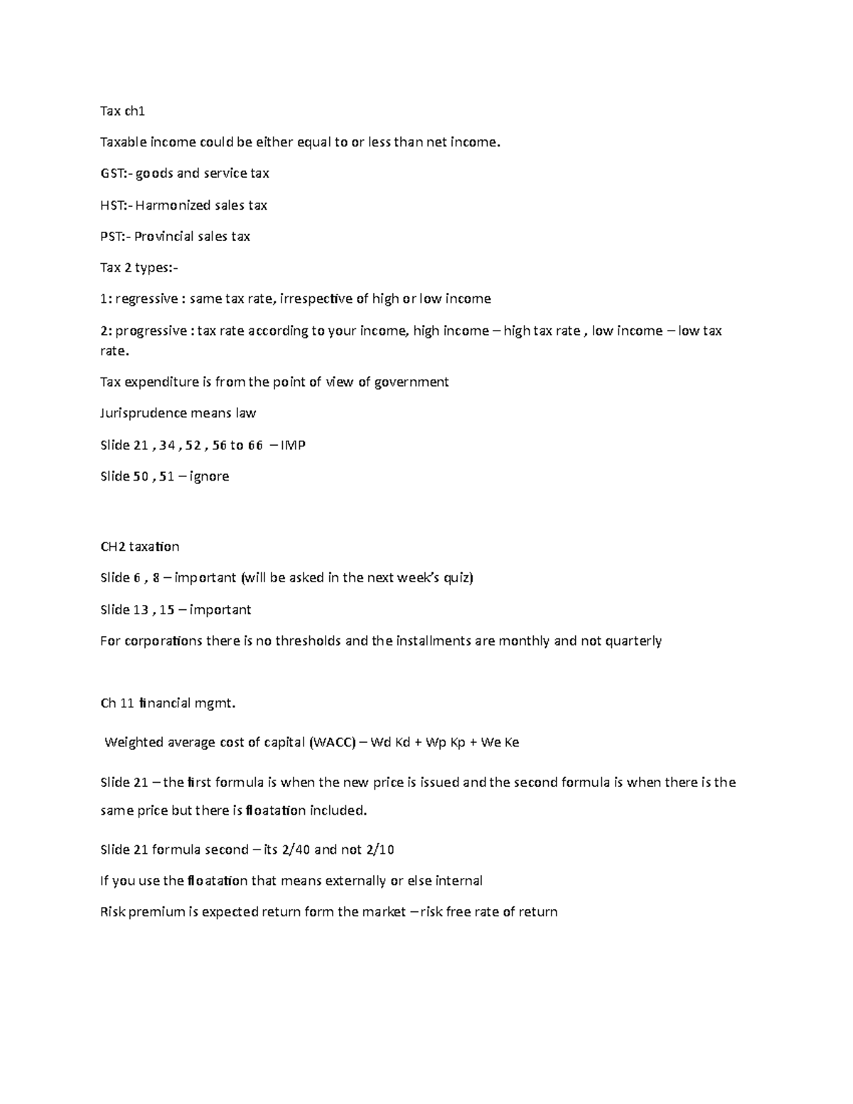 Tax ch1 - lecture notes - Tax ch Taxable income could be either equal ...