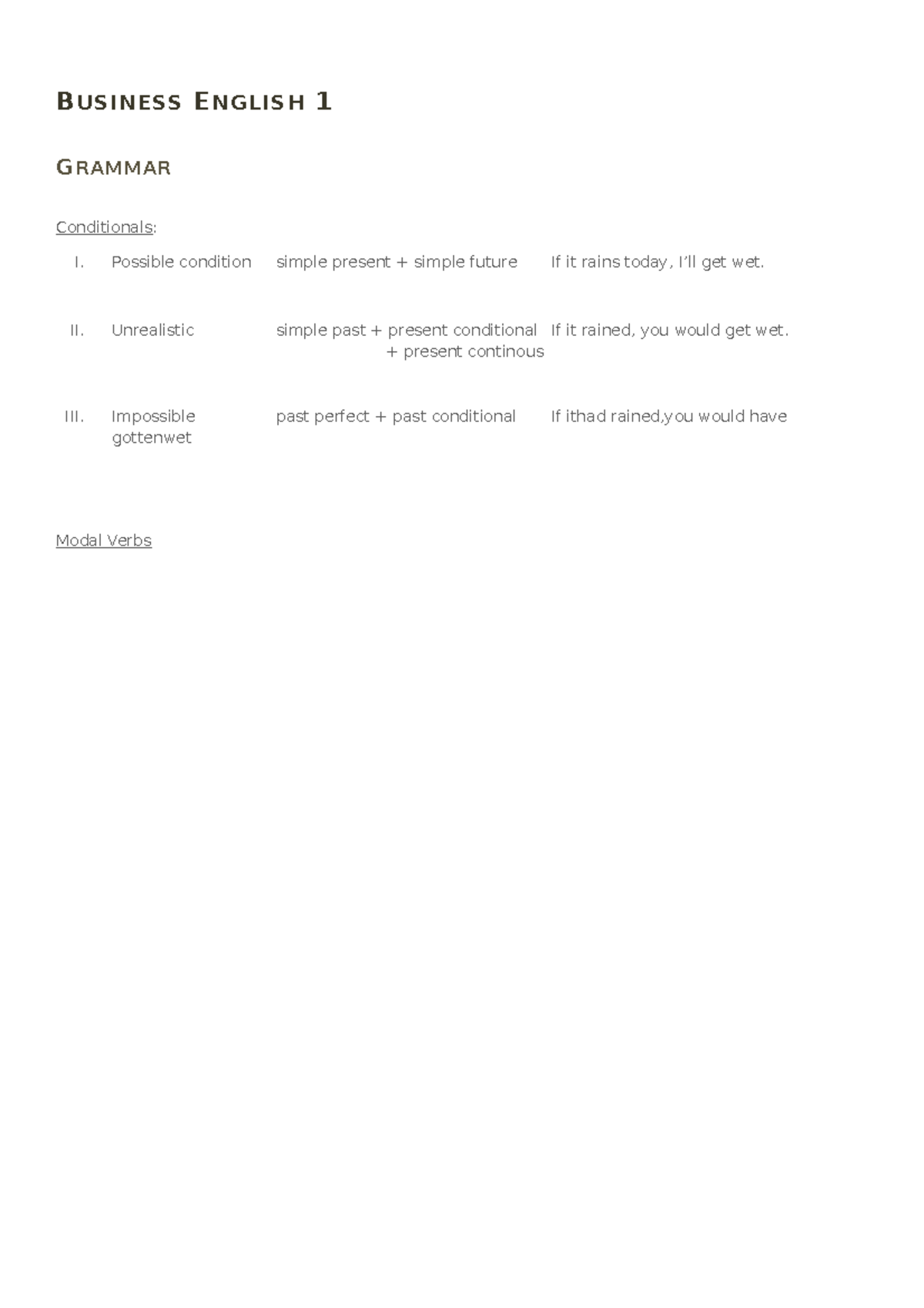 Business English 1 Summary and Vocabulary List - BUSINESS ENGLISH 1 ...