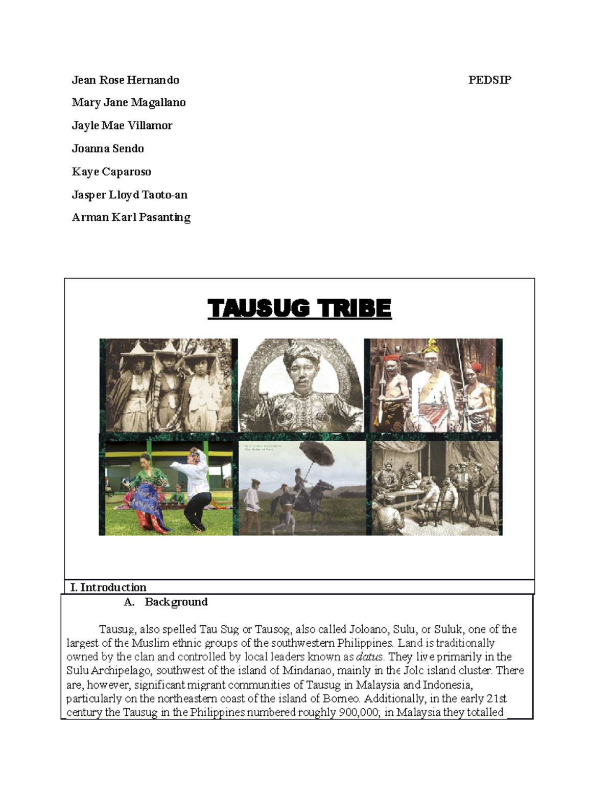 Tausug. Casestudy 1 - Professional education - Jean Rose Hernando ...