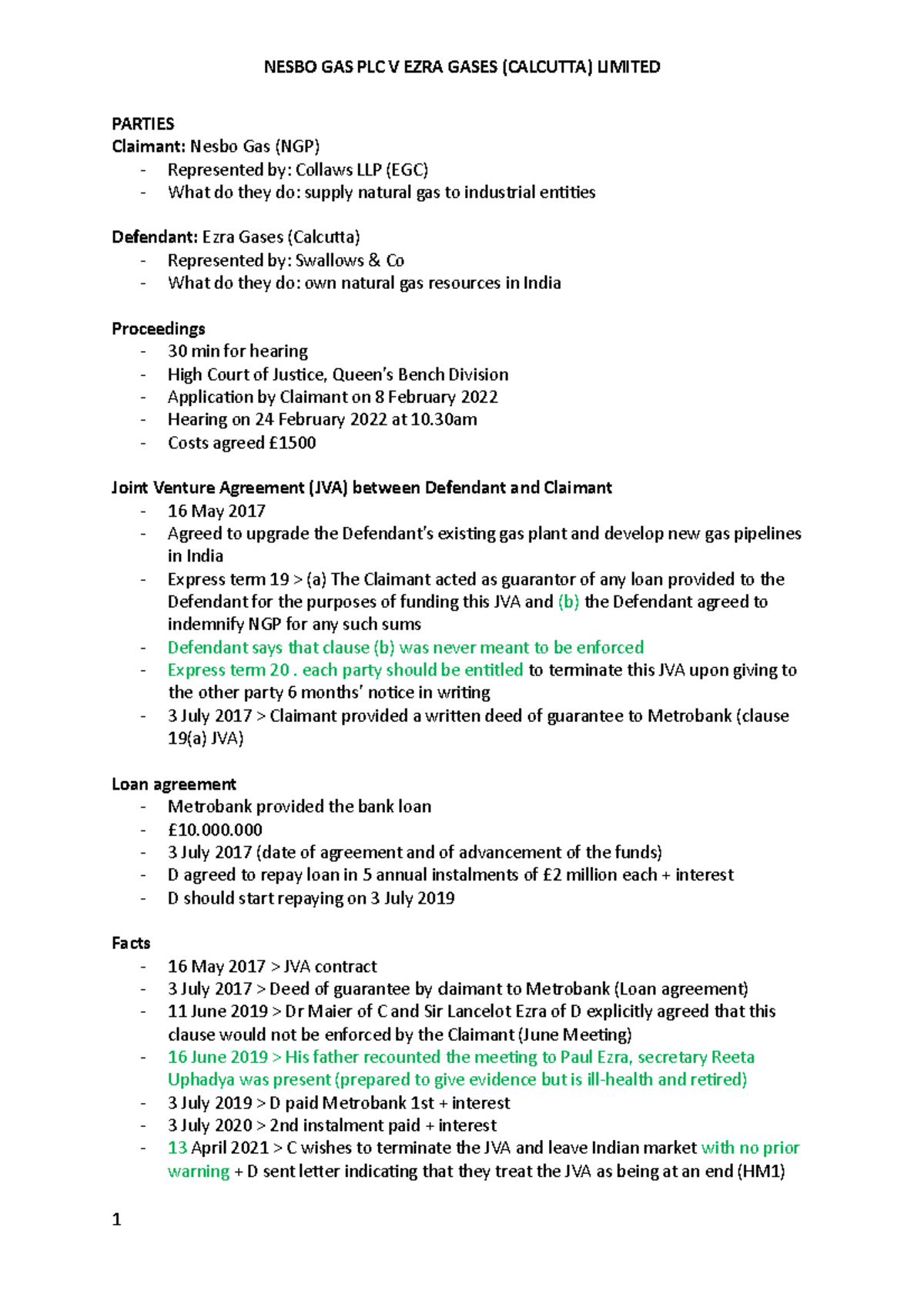 Advocacy Practice Assessment Complete Summary/Notes - PARTIES Claimant ...