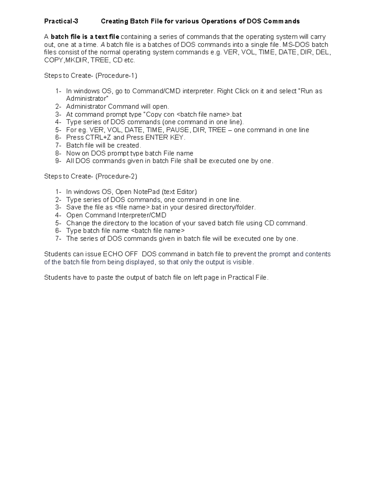 Practical-3 - adawarwegehfnbmul - Practical-3 Creating Batch File for ...