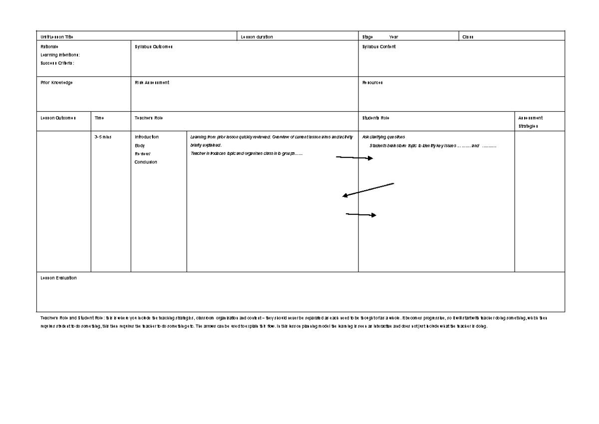 Lesson Plan Proforma - Essay - Unit/Lesson Title Lesson duration Stage ...