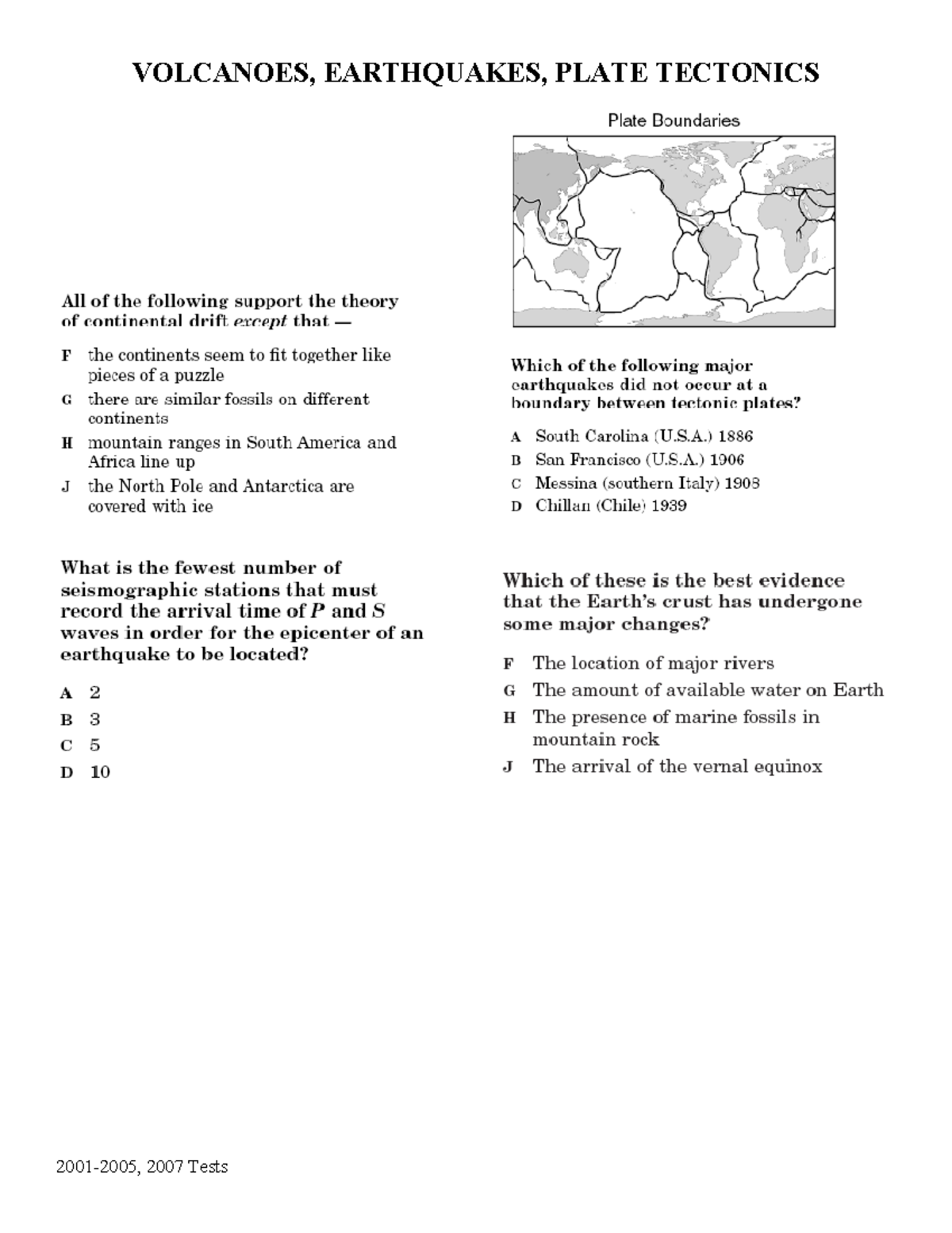 Volcanoes.EQ .Pl Tect - efwefwf - VOLCANOES, EARTHQUAKES, PLATE ...