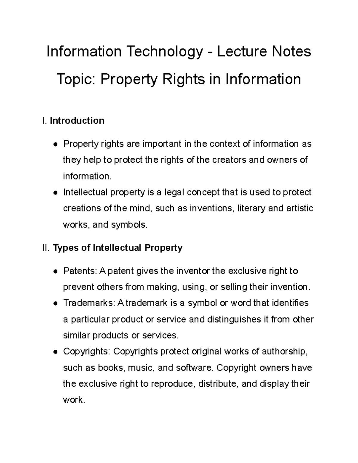 Property Rights in Information - Introduction Property rights are ...
