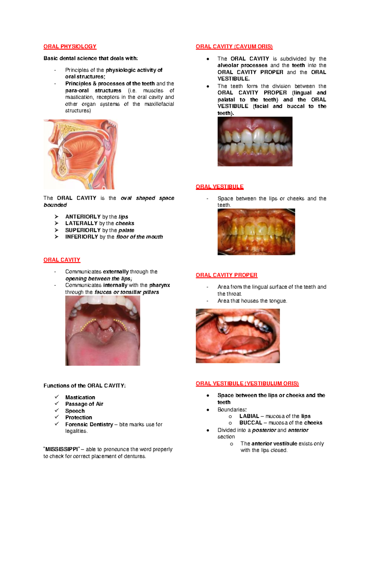 Oral-Physiology Prelim-to- Finals - ORAL PHYSIOLOGY Basic dental ...