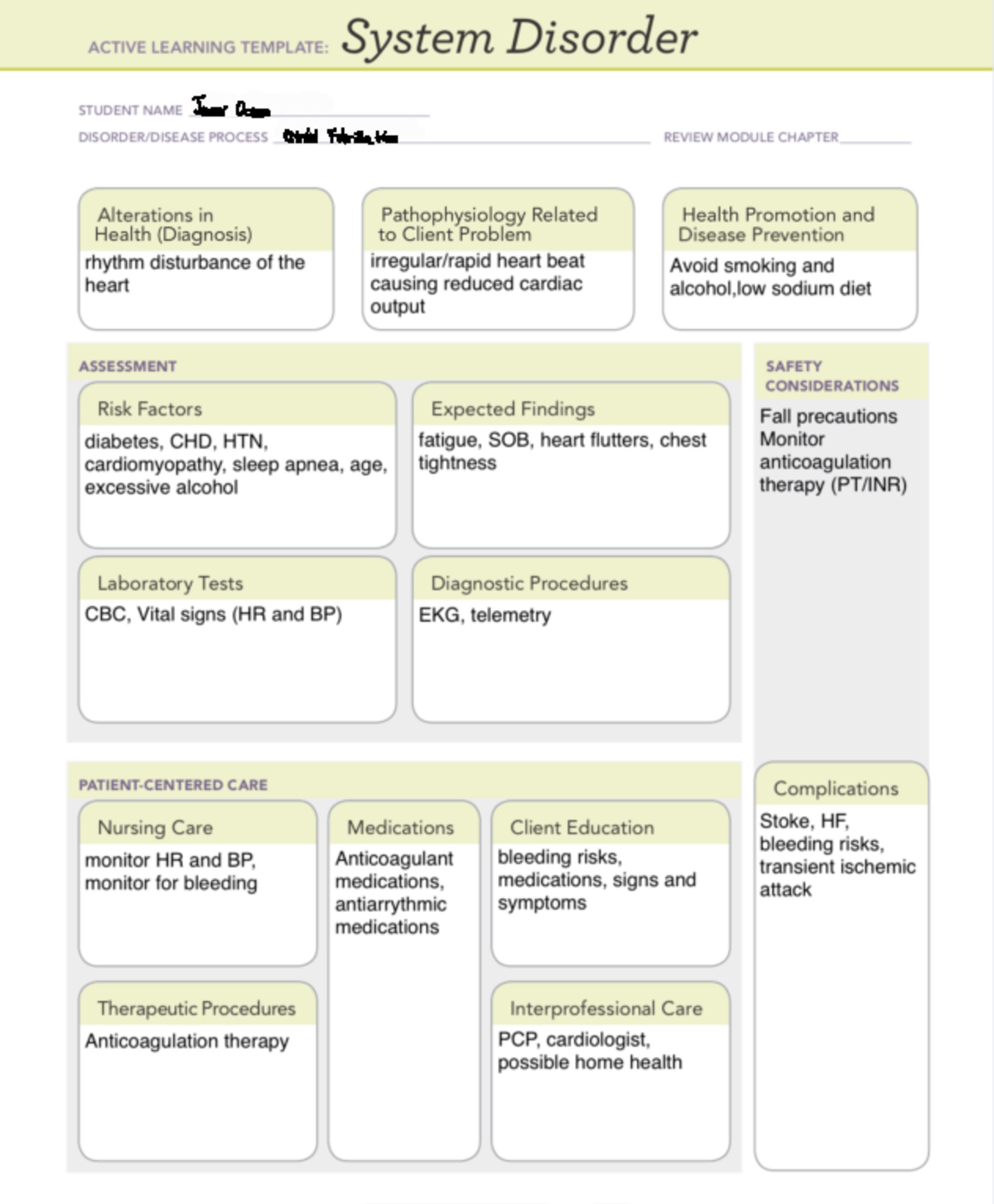 Atrial Fibrillation Active Template - ACTIVE LEARNING TEMPLATE: System ...